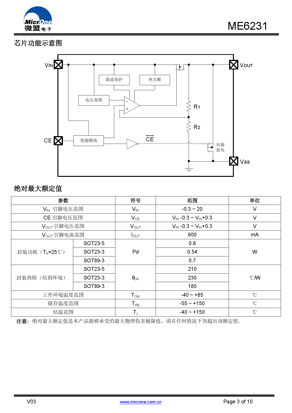 ME6231C33M5G_（MICRONE(南京微盟)）ME6231C33M5G中文资料_价格_PDF手册-立创电子商城