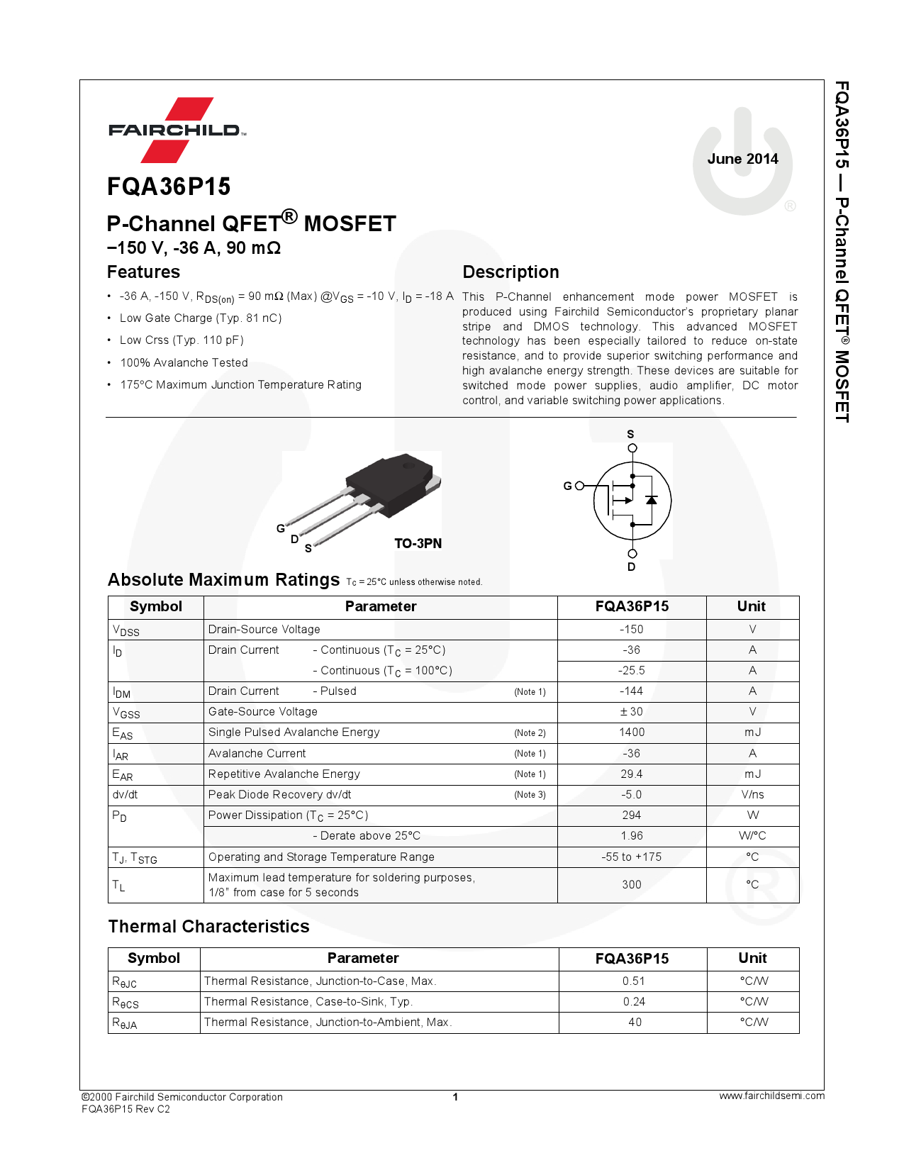 FQA36P15_（onsemi(安森美)）FQA36P15中文资料_价格_PDF手册-立创电子商城