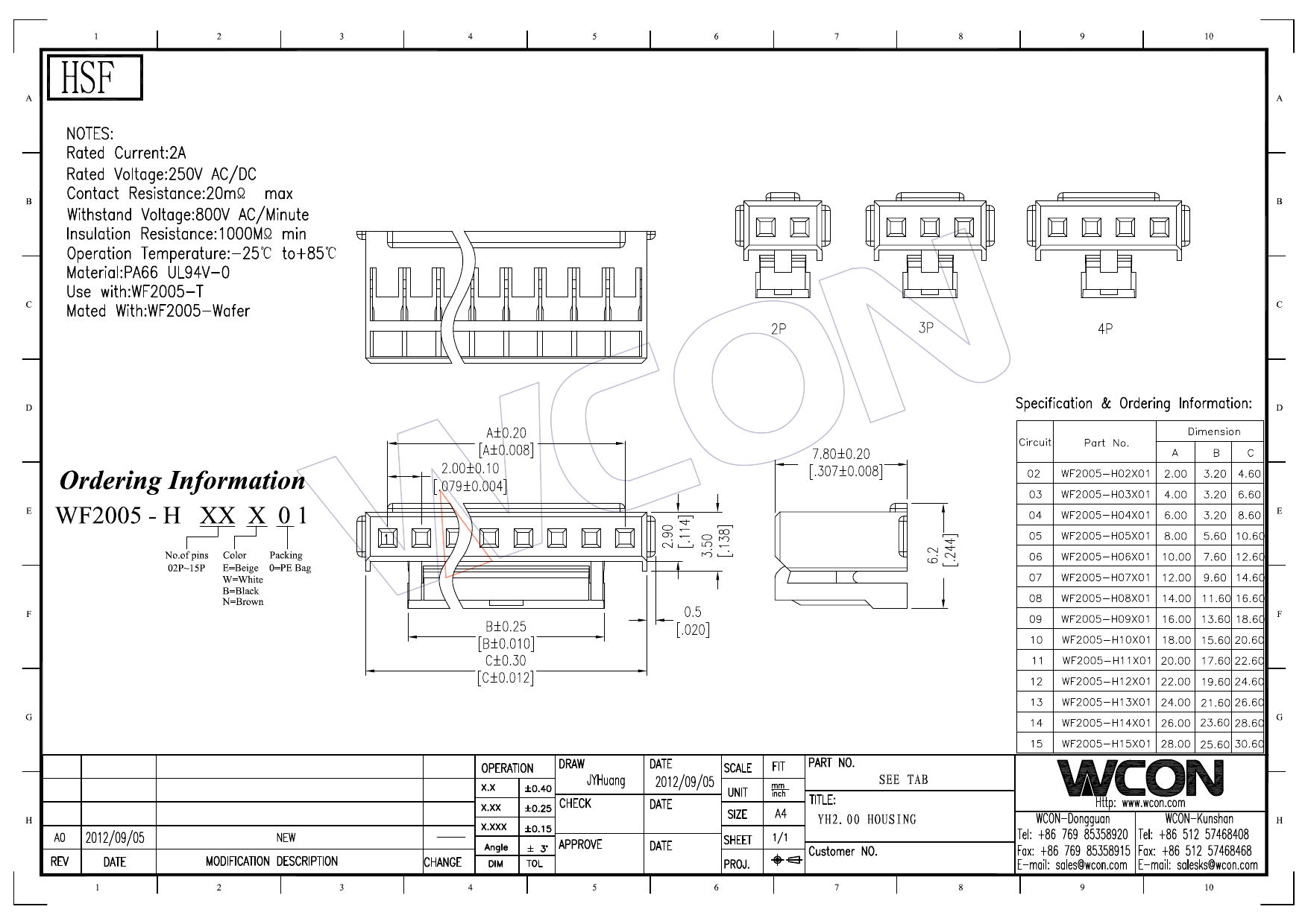 WF2005-H03W01_（Wcon(维峰电子)）WF2005-H03W01中文资料_价格_PDF手册-立创电子商城