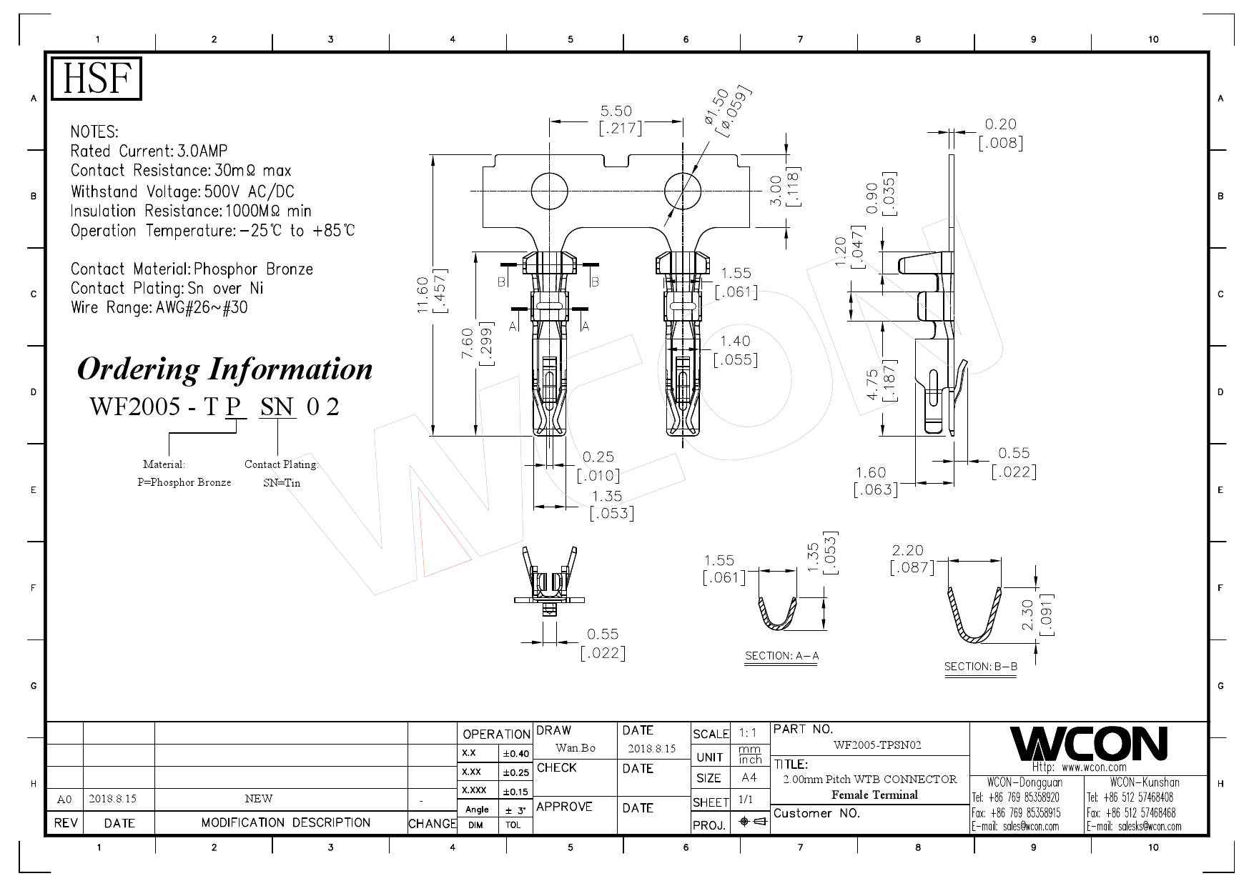 WF2005-TPSN02_（Wcon(维峰电子)）WF2005-TPSN02中文资料_价格_PDF手册-立创电子商城