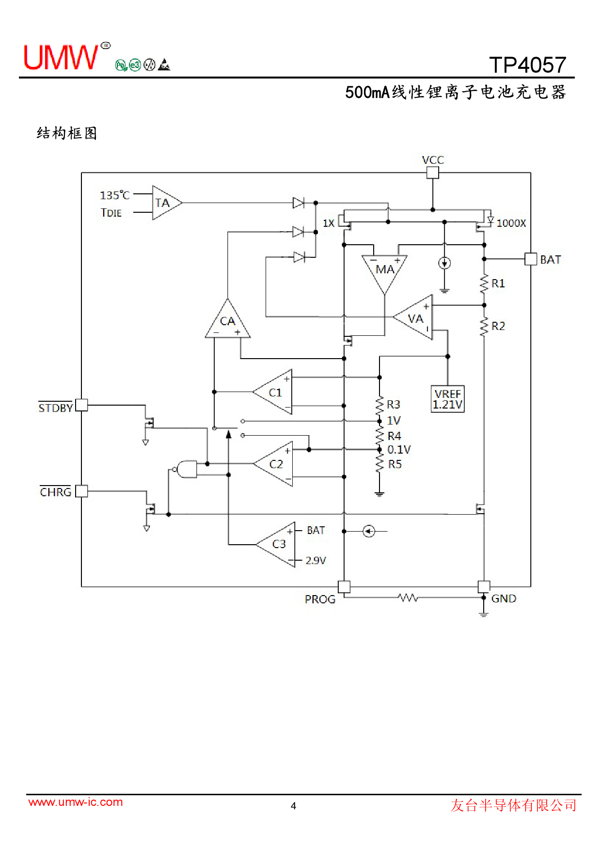 TP4057_（UMW(友台半导体)）TP4057中文资料_价格_PDF手册-立创电子商城