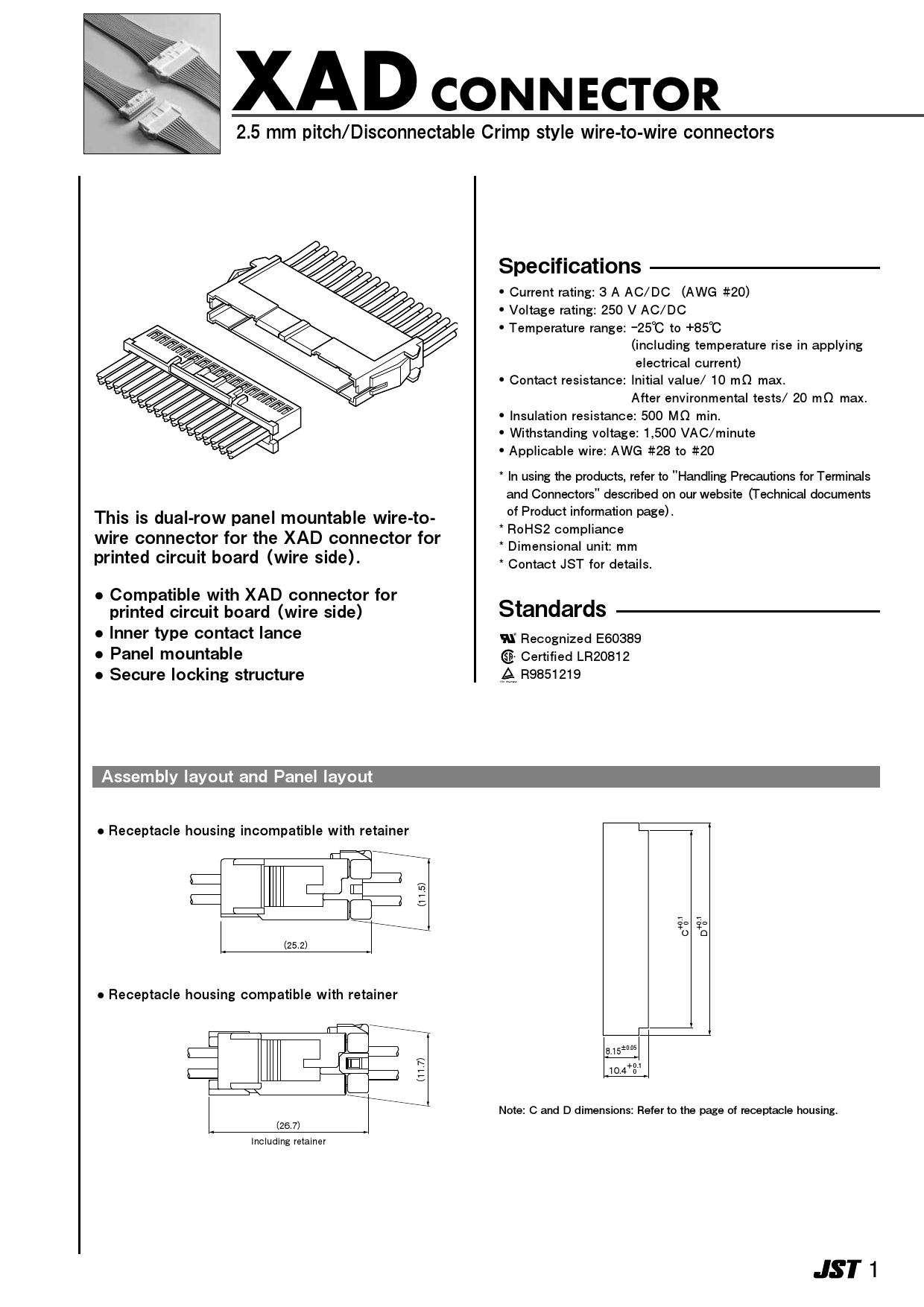 XADR-12V_（JST）XADR-12V中文资料_价格_PDF手册-立创电子商城