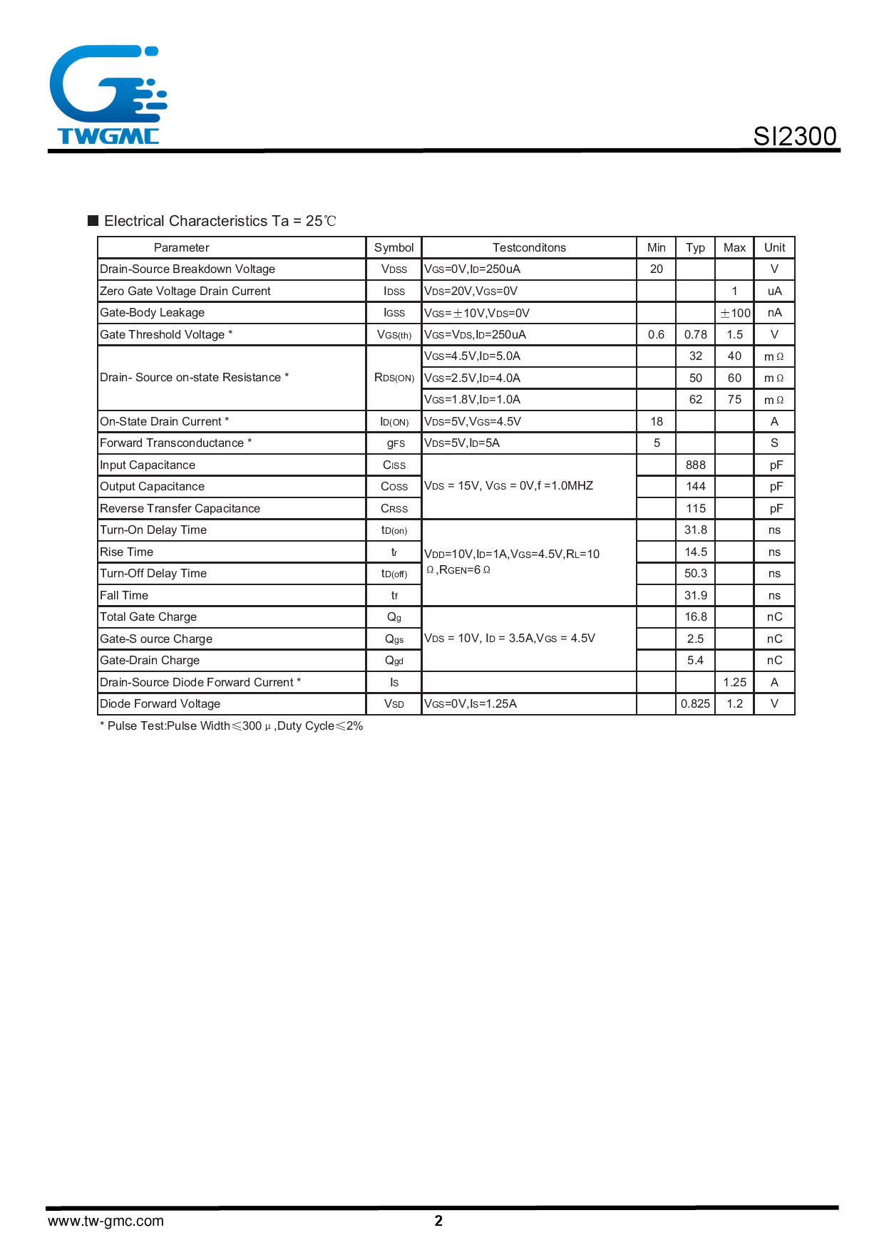 SI2300_（TWGMC(台湾迪嘉)）SI2300中文资料_价格_PDF手册-立创电子商城