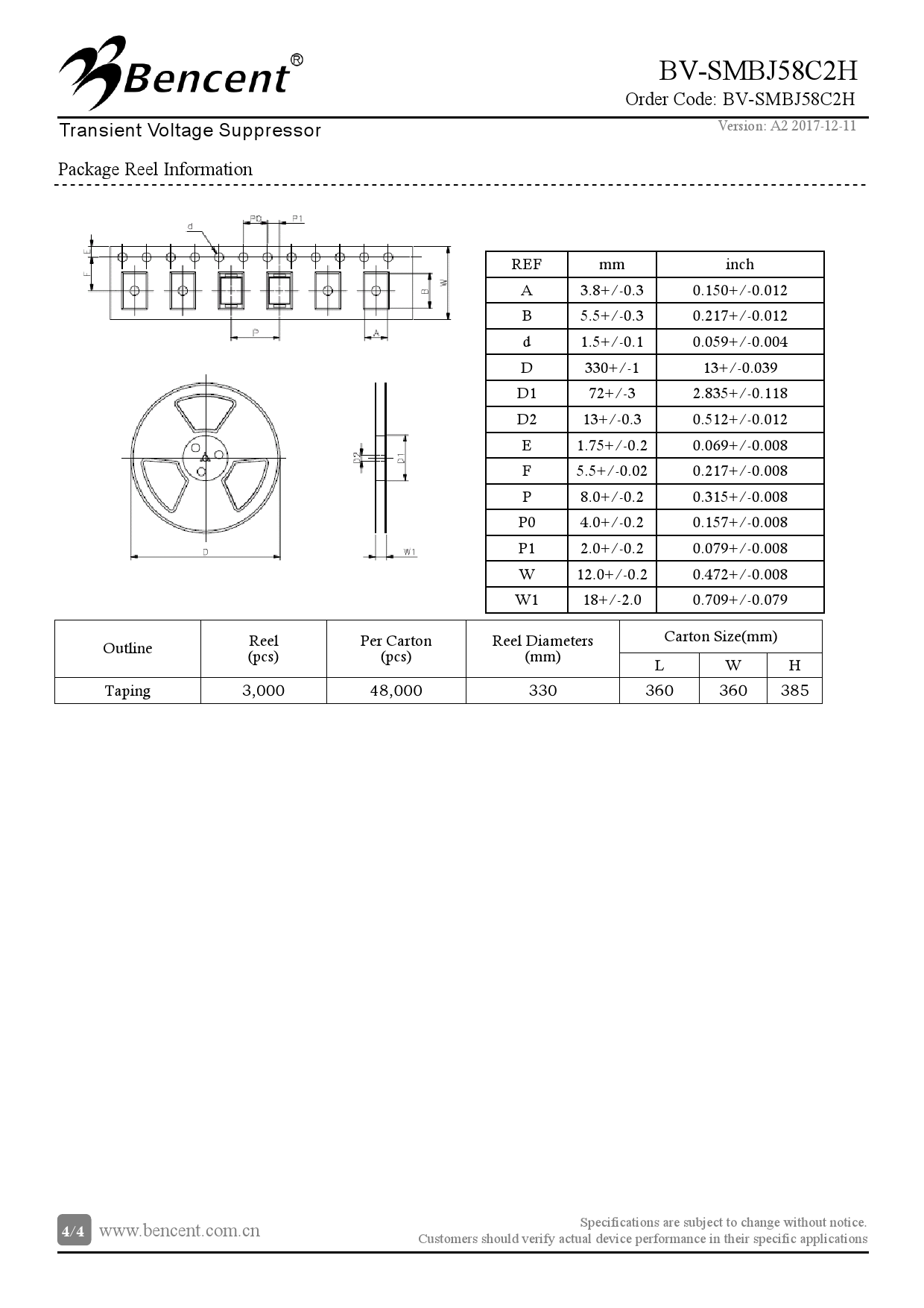 BV-SMBJ58C2H_（Bencent(槟城)）BV-SMBJ58C2H中文资料_价格_PDF手册-立创电子商城