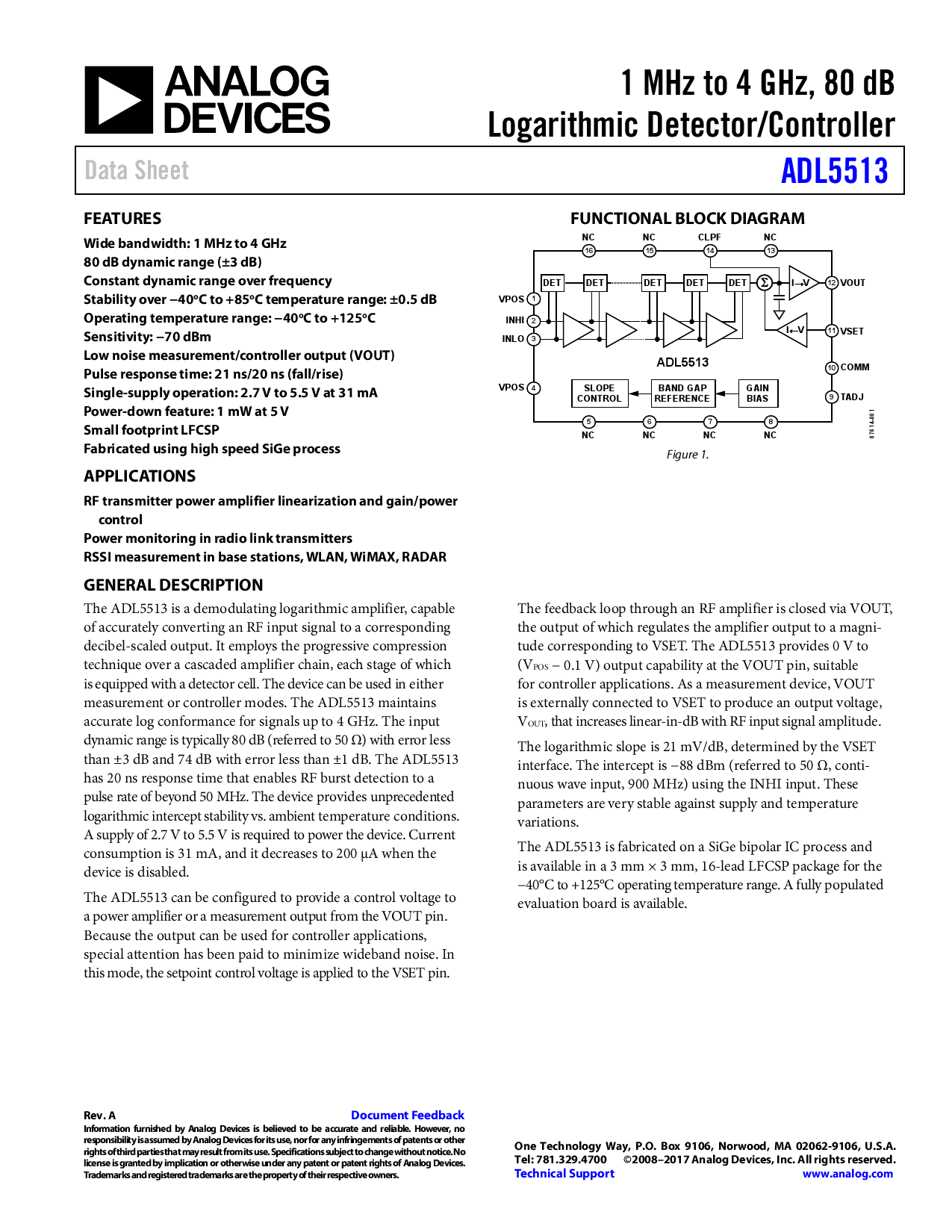 ADL5513ACPZ-R7_（ADI(亚德诺)/LINEAR(凌特)）ADL5513ACPZ-R7中文资料_价格_PDF手册-立创电子商城
