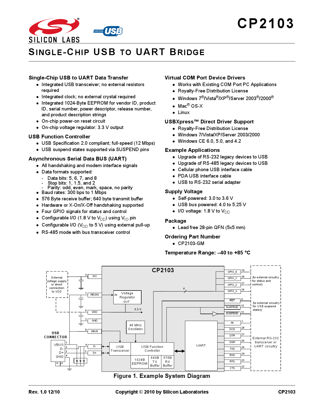 CP2103-GMR_（SILICON LABS(芯科)）CP2103-GMR中文资料_价格_PDF手册-立创电子商城