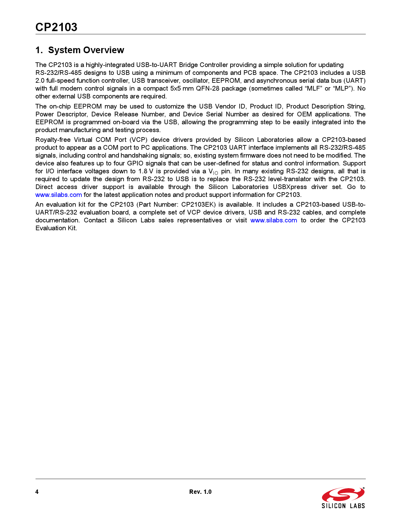 CP2103-GMR_（SILICON LABS(芯科)）CP2103-GMR中文资料_价格_PDF手册-立创电子商城