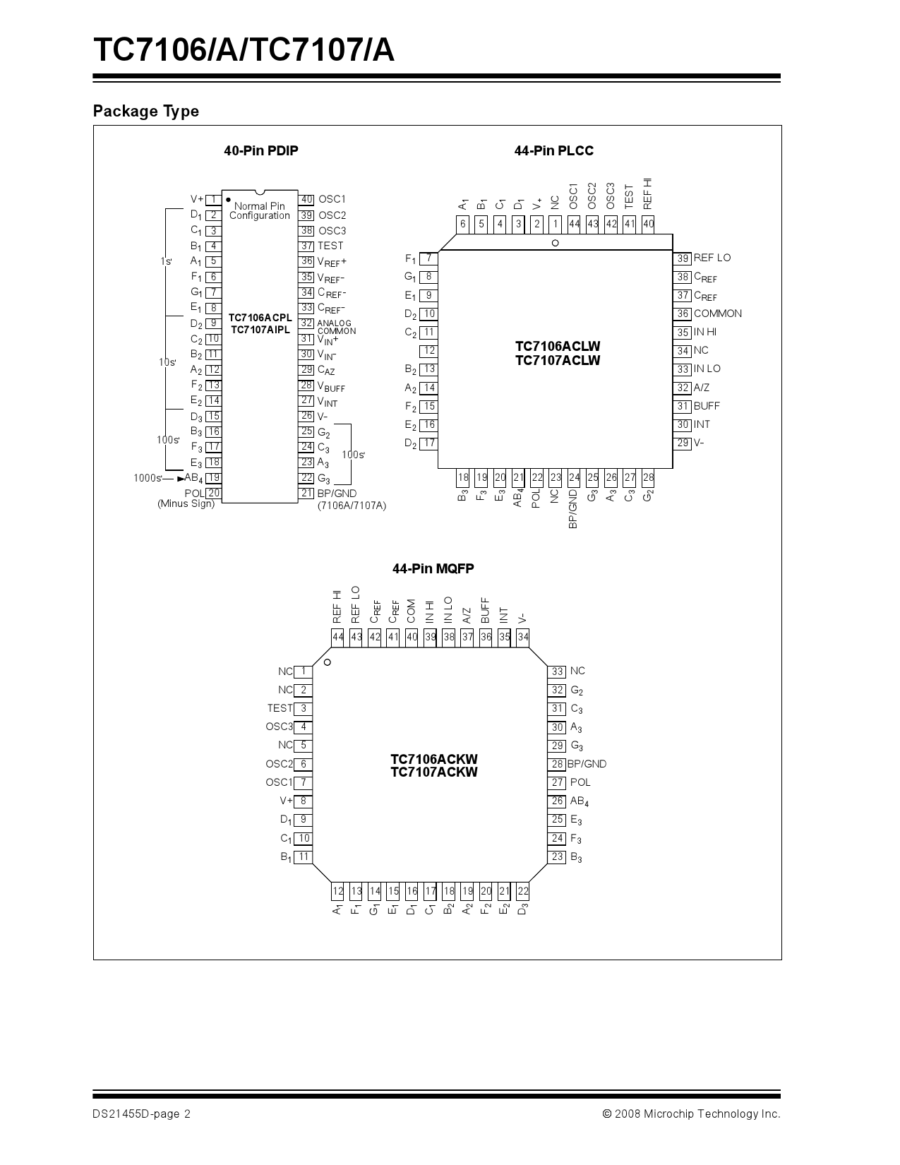 TC7107CPL_（MICROCHIP(美国微芯)）TC7107CPL中文资料_价格_PDF手册-立创电子商城