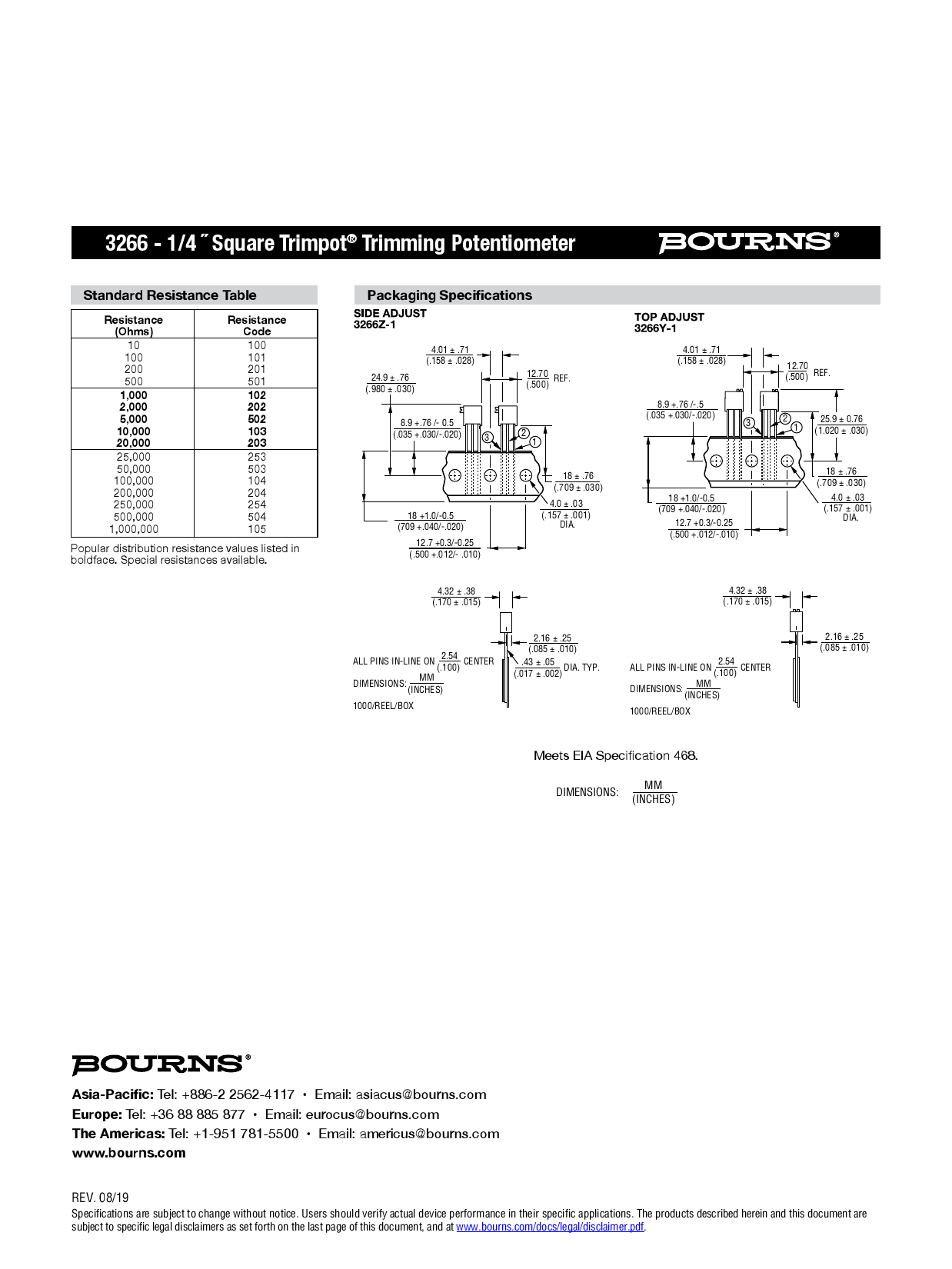 3266W-1-104LF_（BOURNS）3266W-1-104LF中文资料_价格_PDF手册-立创电子商城