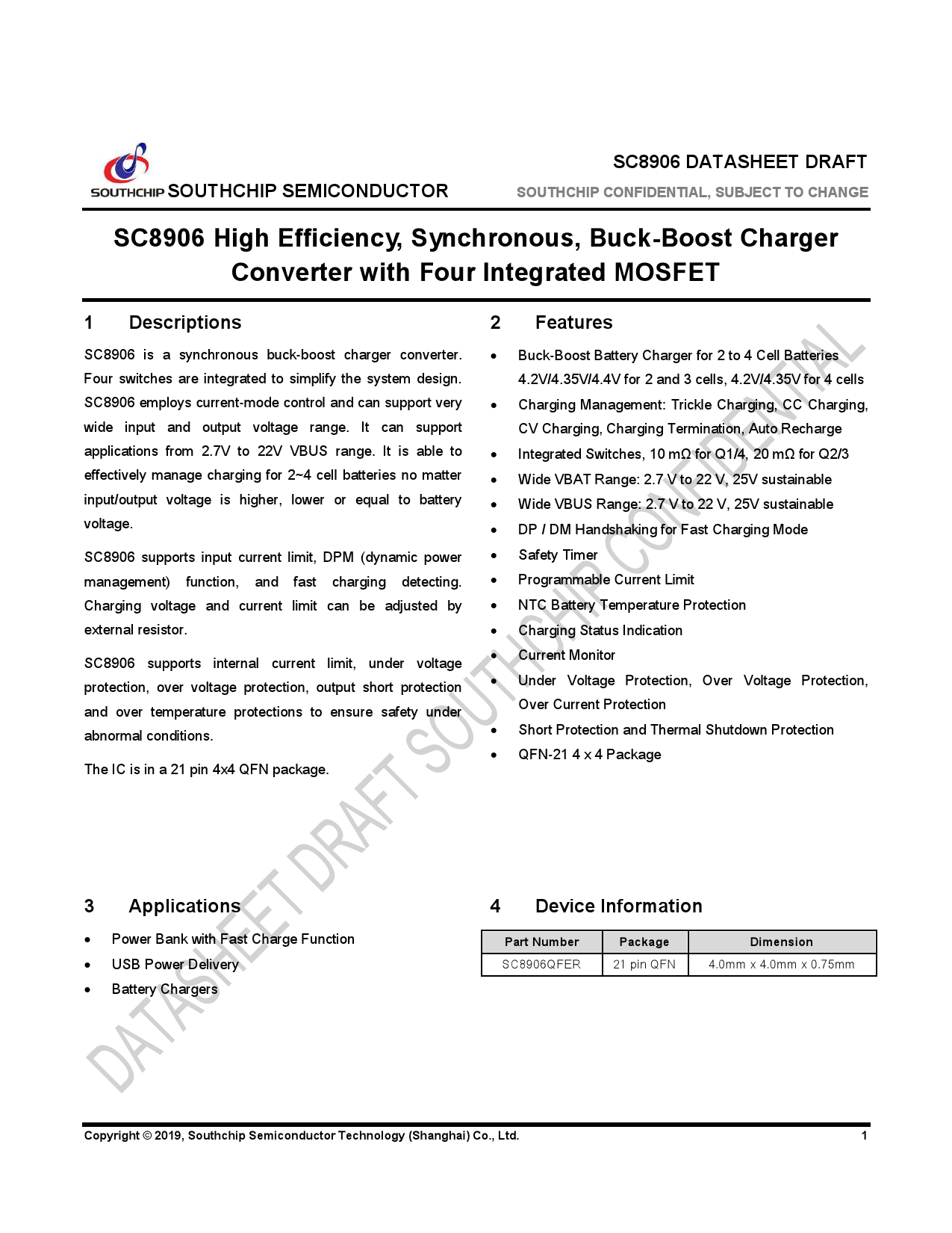 SC8906QFER_（SOUTHCHIP(南芯)）SC8906QFER中文资料_价格_PDF手册-立创电子商城