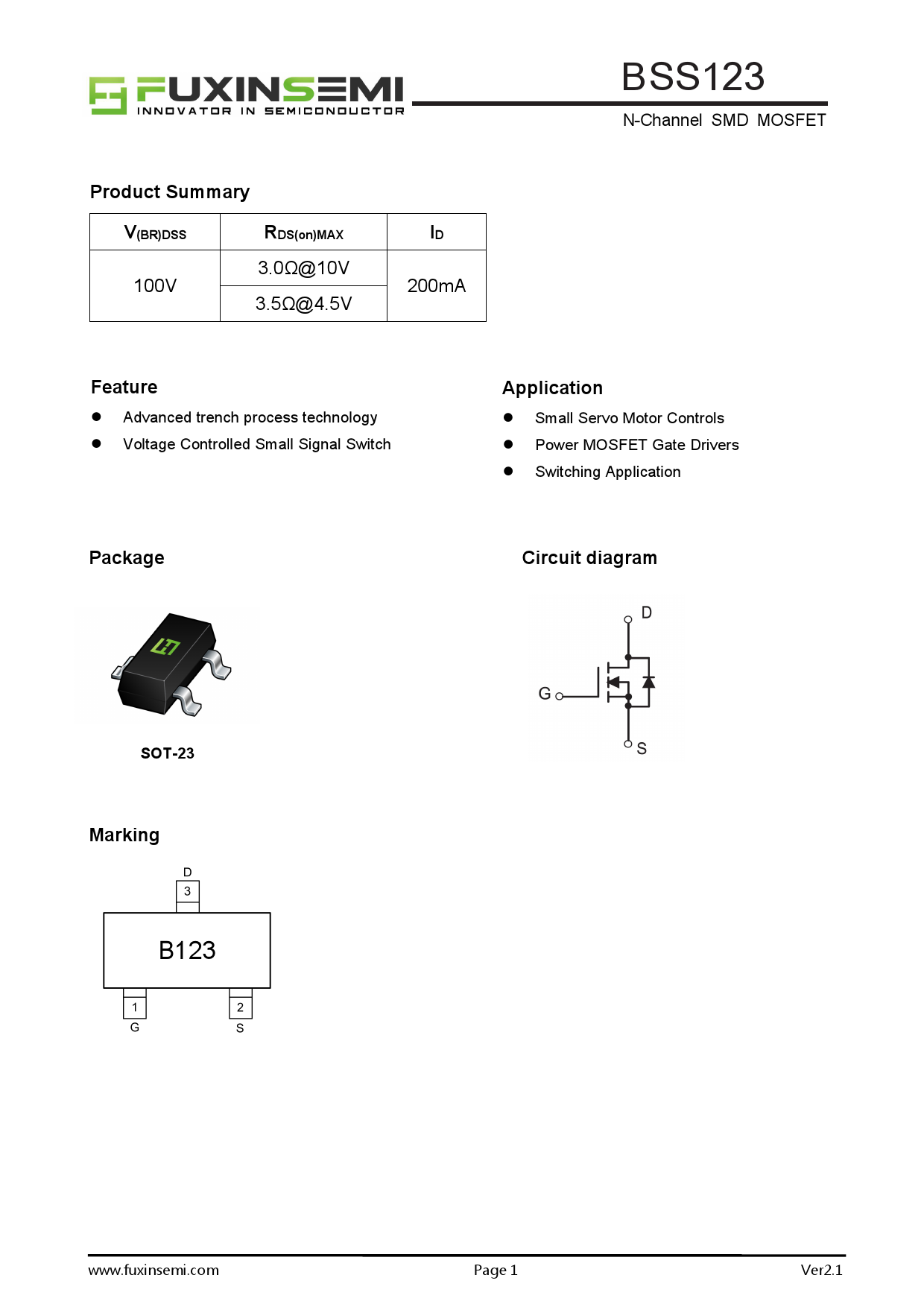 BSS123_（FUXINSEMI(富芯森美)）BSS123中文资料_价格_PDF手册-立创电子商城