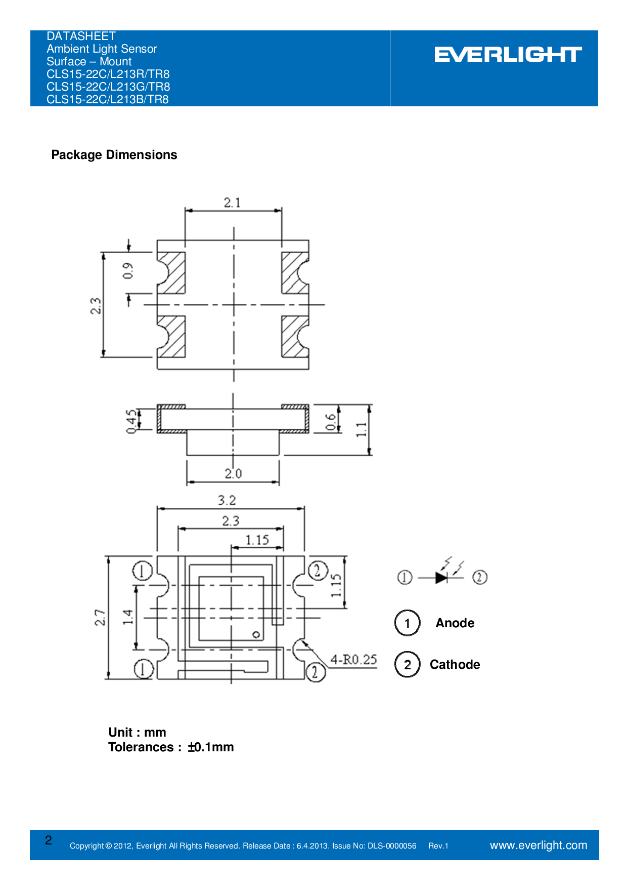 CLS15-22C/L213R/TR8_（EVERLIGHT(亿光)）CLS15-22C/L213R/TR8中文资料_价格_PDF手册-立创电子商城