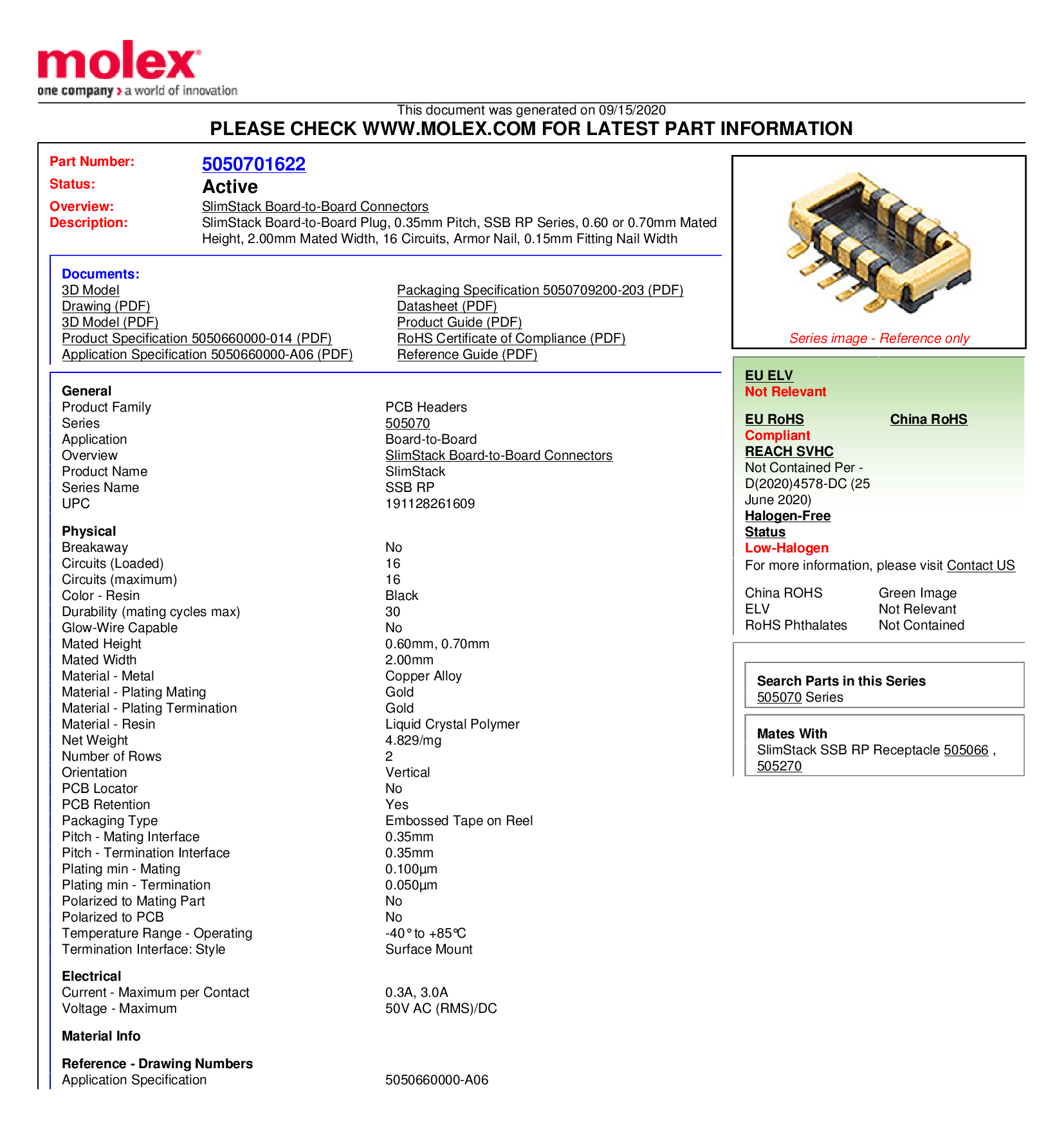 5050701622_（MOLEX）5050701622中文资料_价格_PDF手册-立创电子商城