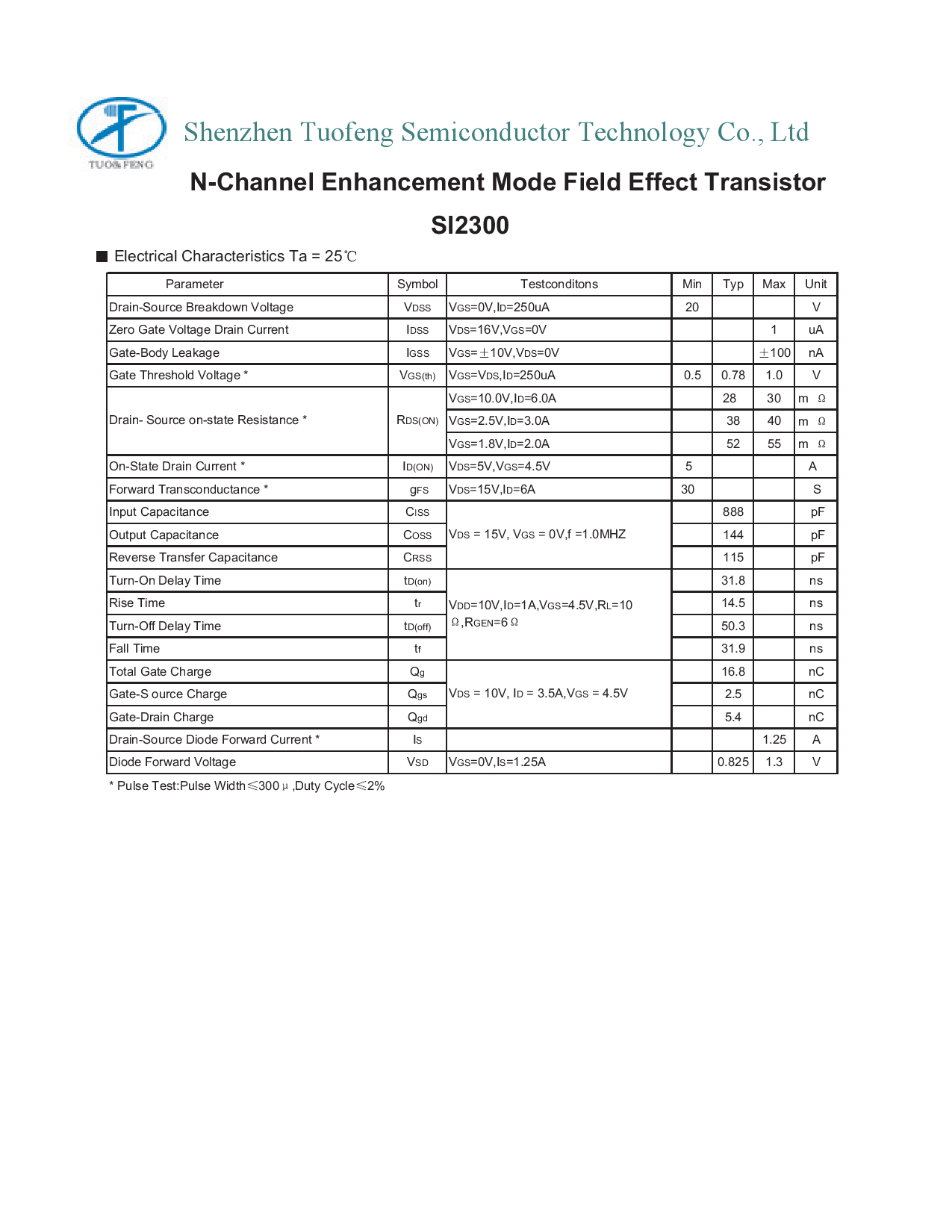 SI2300_（TF(拓锋)）SI2300中文资料_价格_PDF手册-立创电子商城