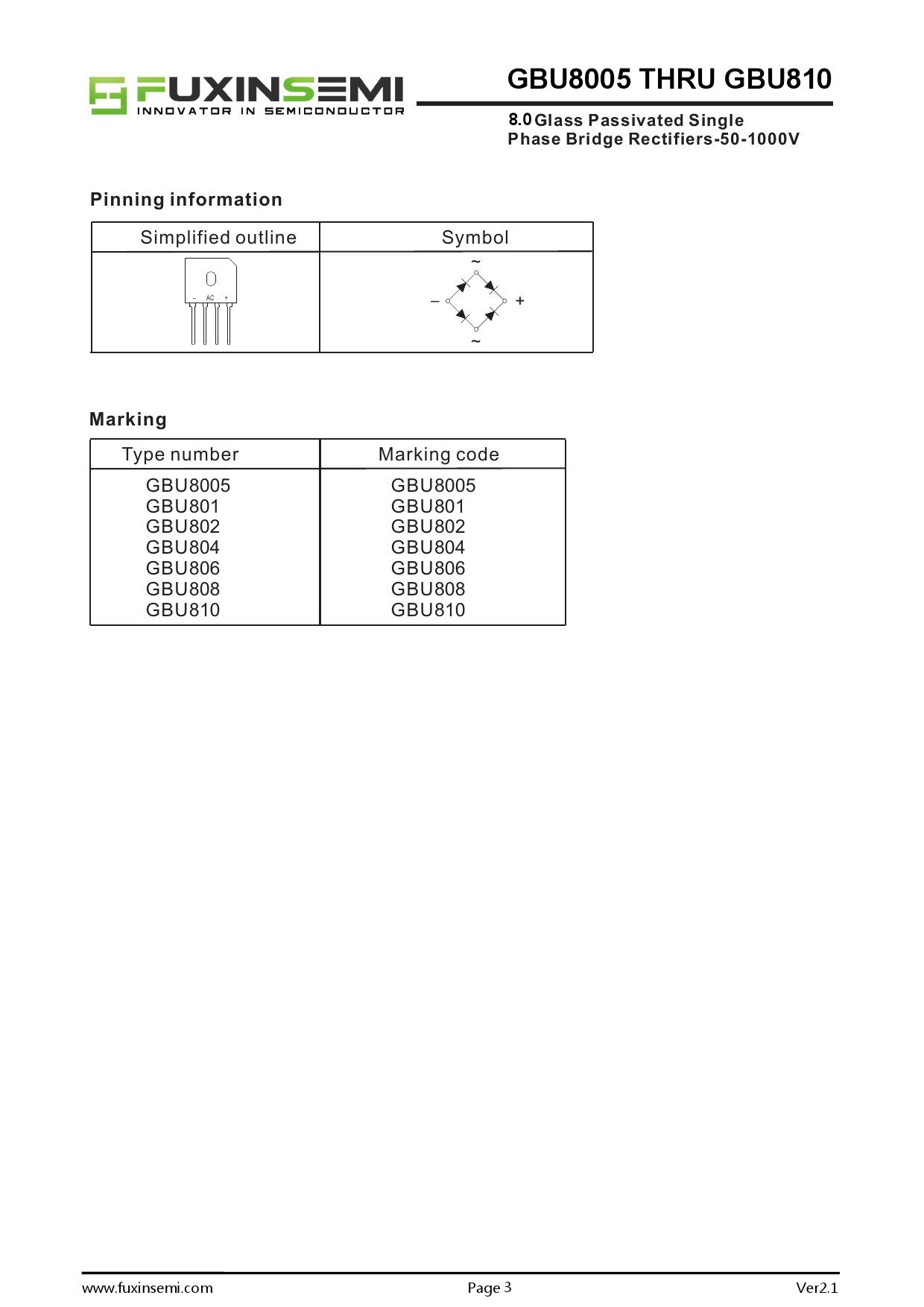 GBU810_（FUXINSEMI(富芯森美)）GBU810中文资料_价格_PDF手册-立创电子商城