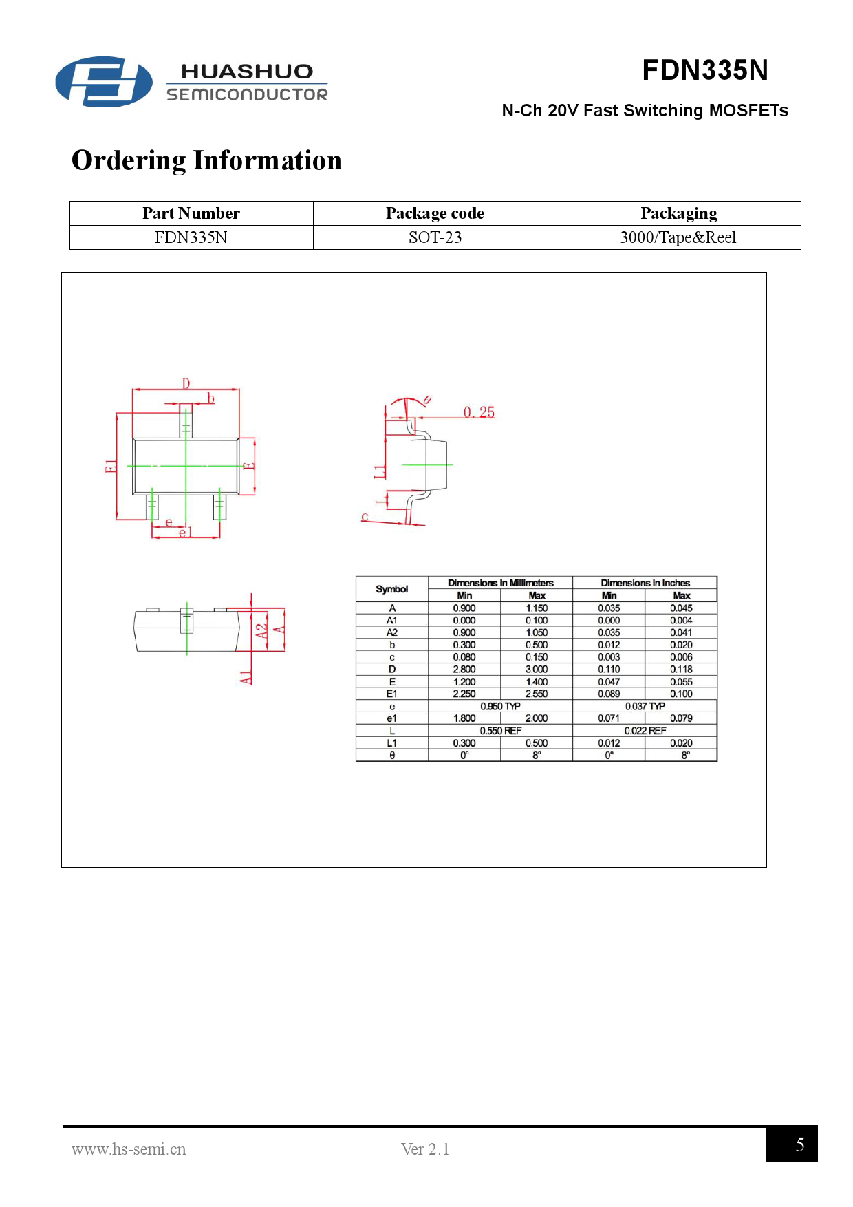 FDN335N_（HUASHUO(华朔)）FDN335N中文资料_价格_PDF手册-立创电子商城