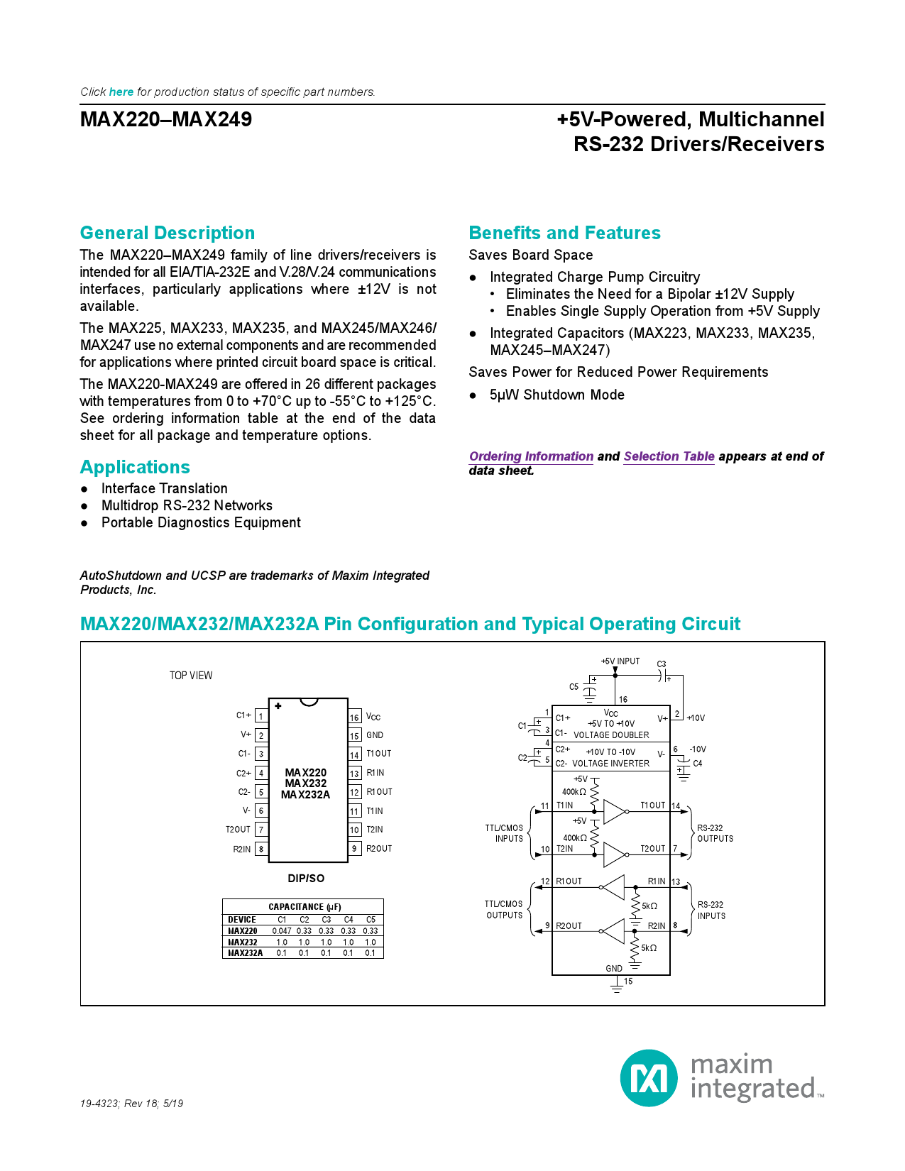 MAX233AEWP+TG36_（ADI(亚德诺)/MAXIM(美信)）MAX233AEWP+TG36中文资料_价格_PDF手册-立创电子商城