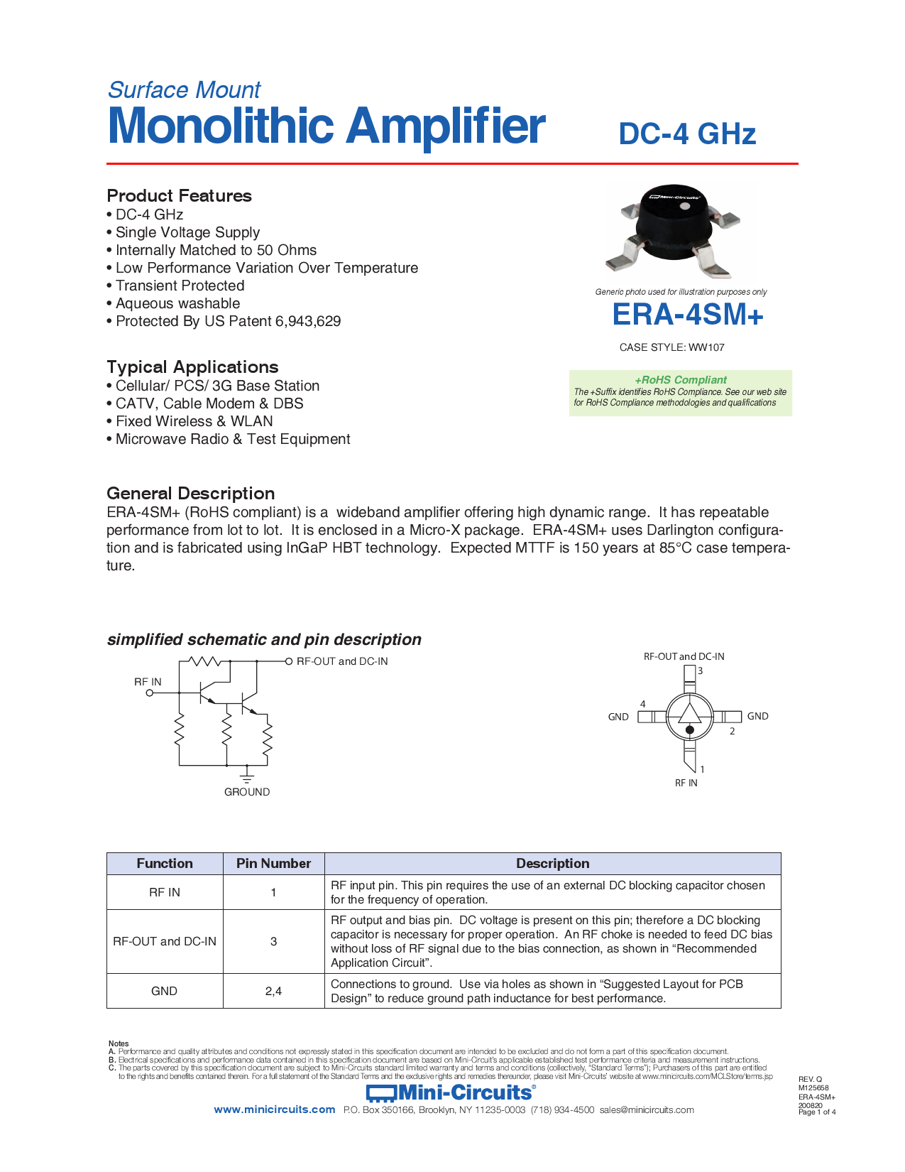 ERA-4SM+_（Mini-Circuits）ERA-4SM+中文资料_价格_PDF手册-立创电子商城