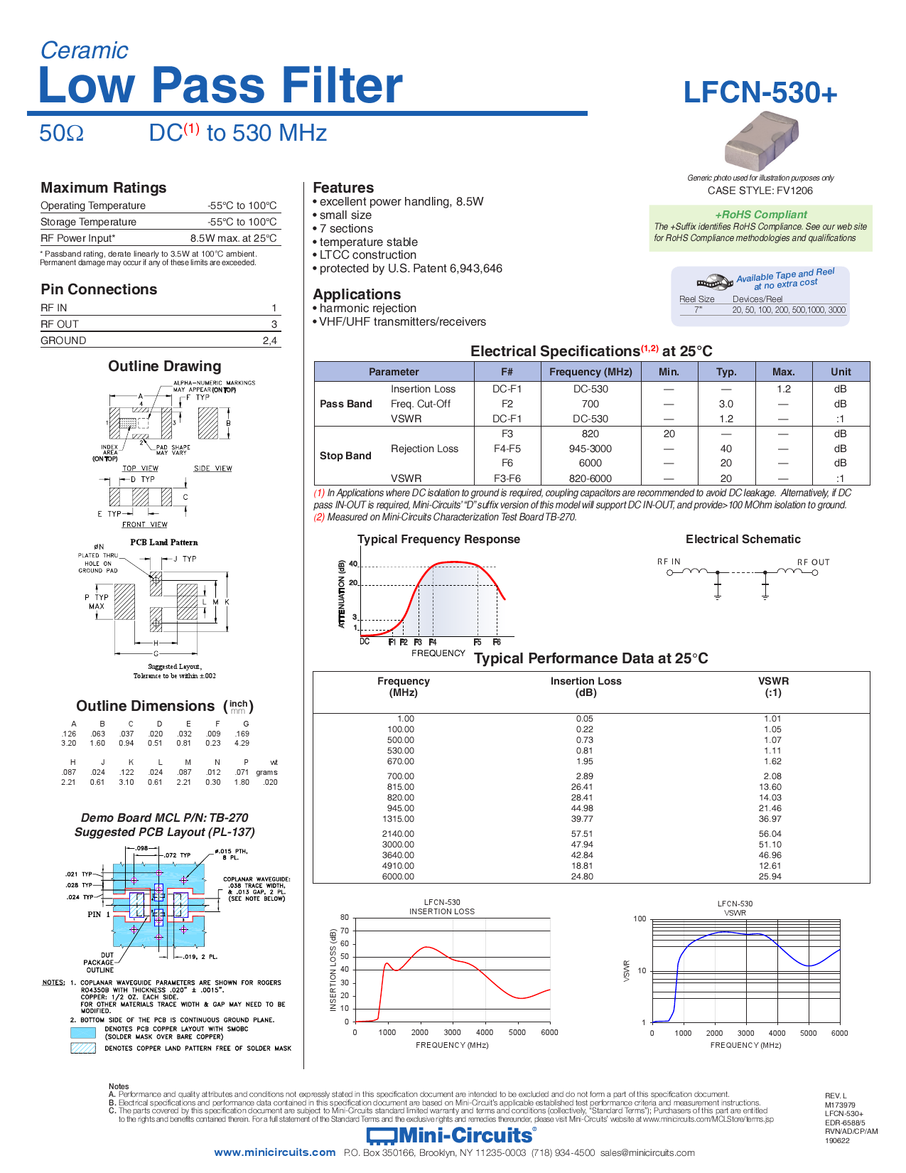 LFCN-530+_（Mini-Circuits）LFCN-530+中文资料_价格_PDF手册-立创电子商城