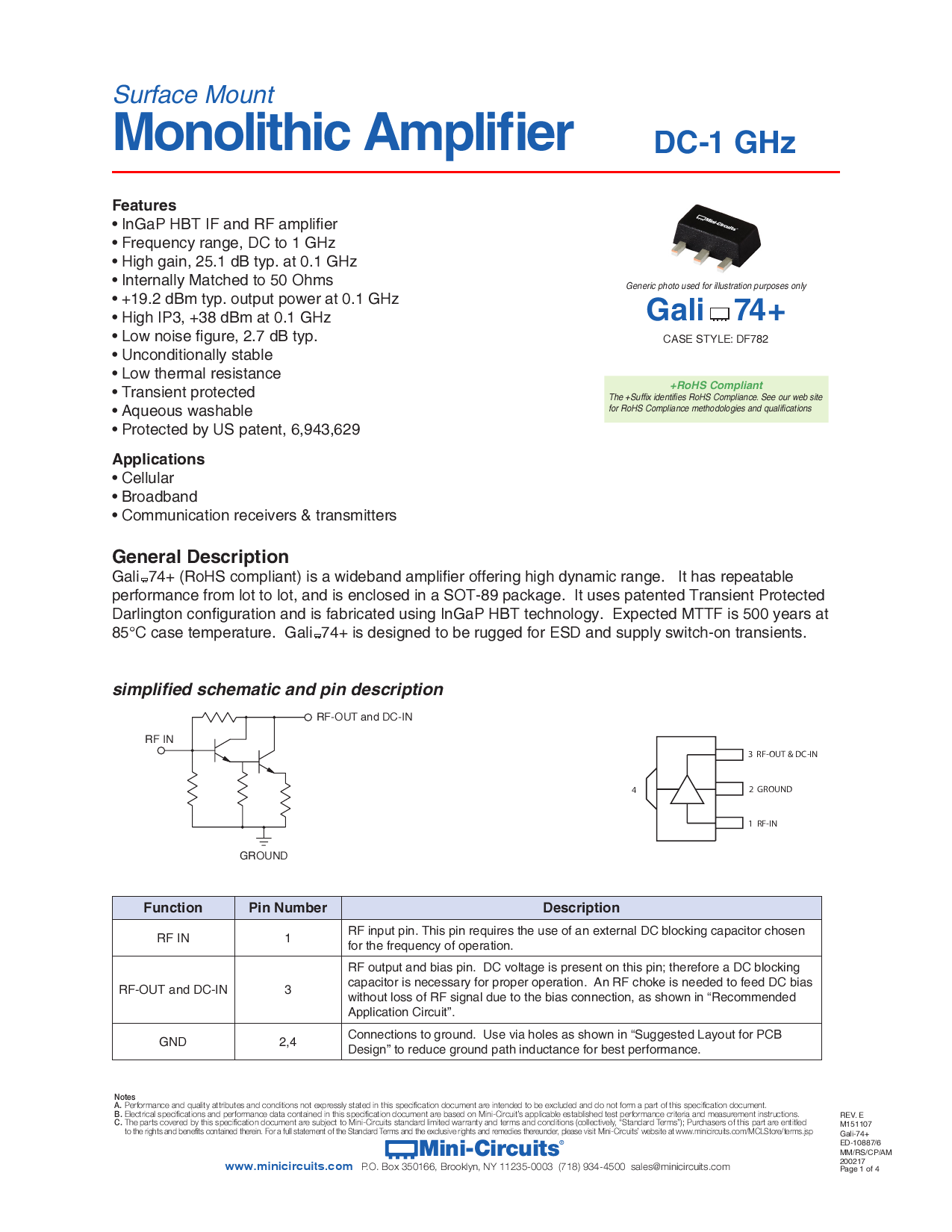 GALI-74+_（Mini-Circuits）GALI-74+中文资料_价格_PDF手册-立创电子商城