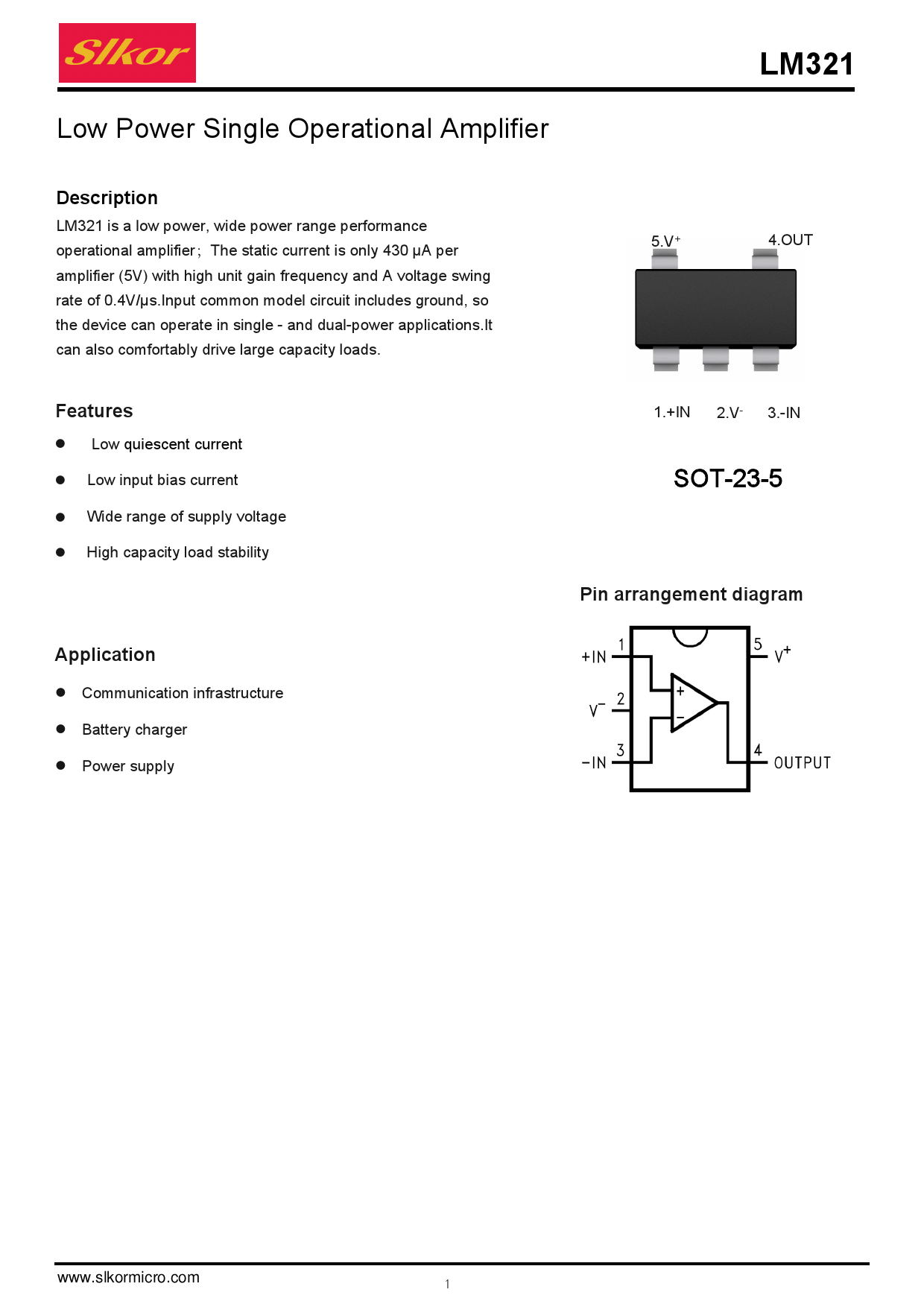 LM321_（Slkor(萨科微)）LM321中文资料_价格_PDF手册-立创电子商城