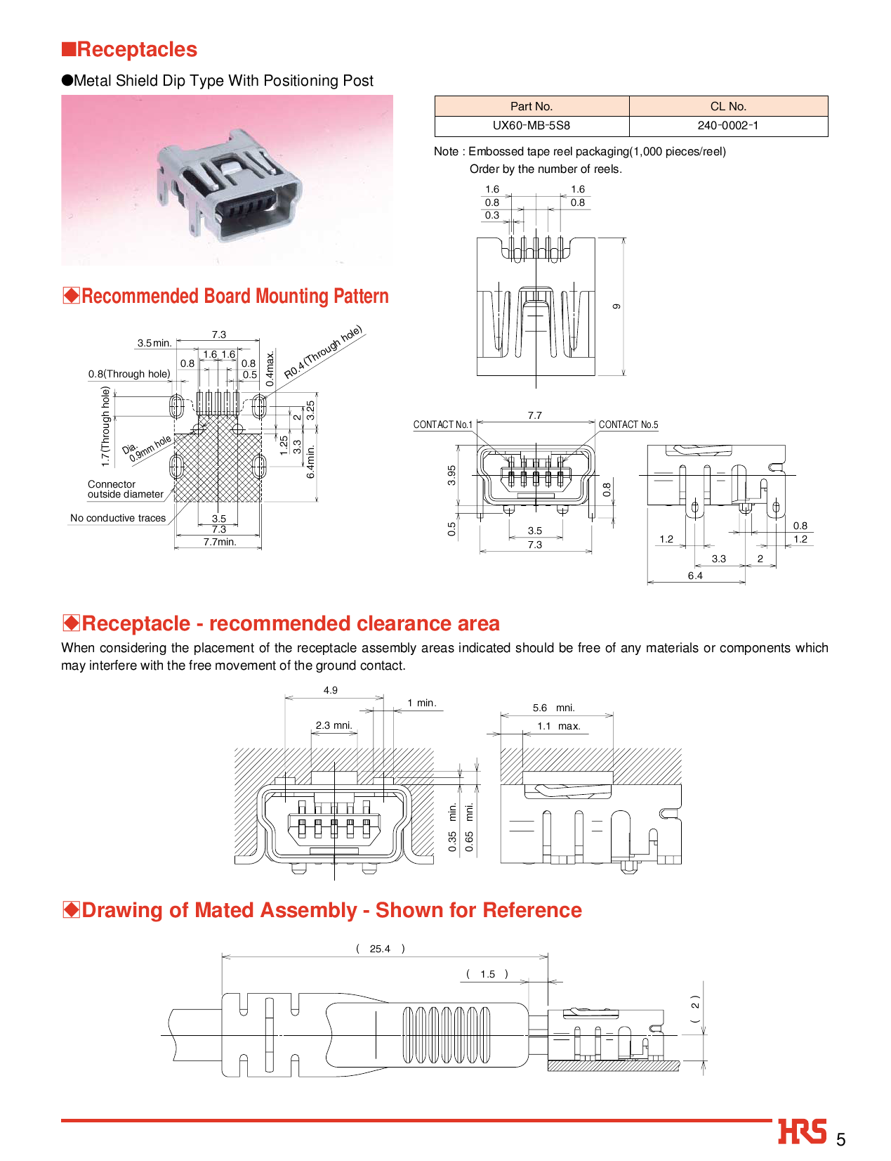 UX60-MB-5ST_（HRS(广濑)）UX60-MB-5ST中文资料_价格_PDF手册-立创电子商城