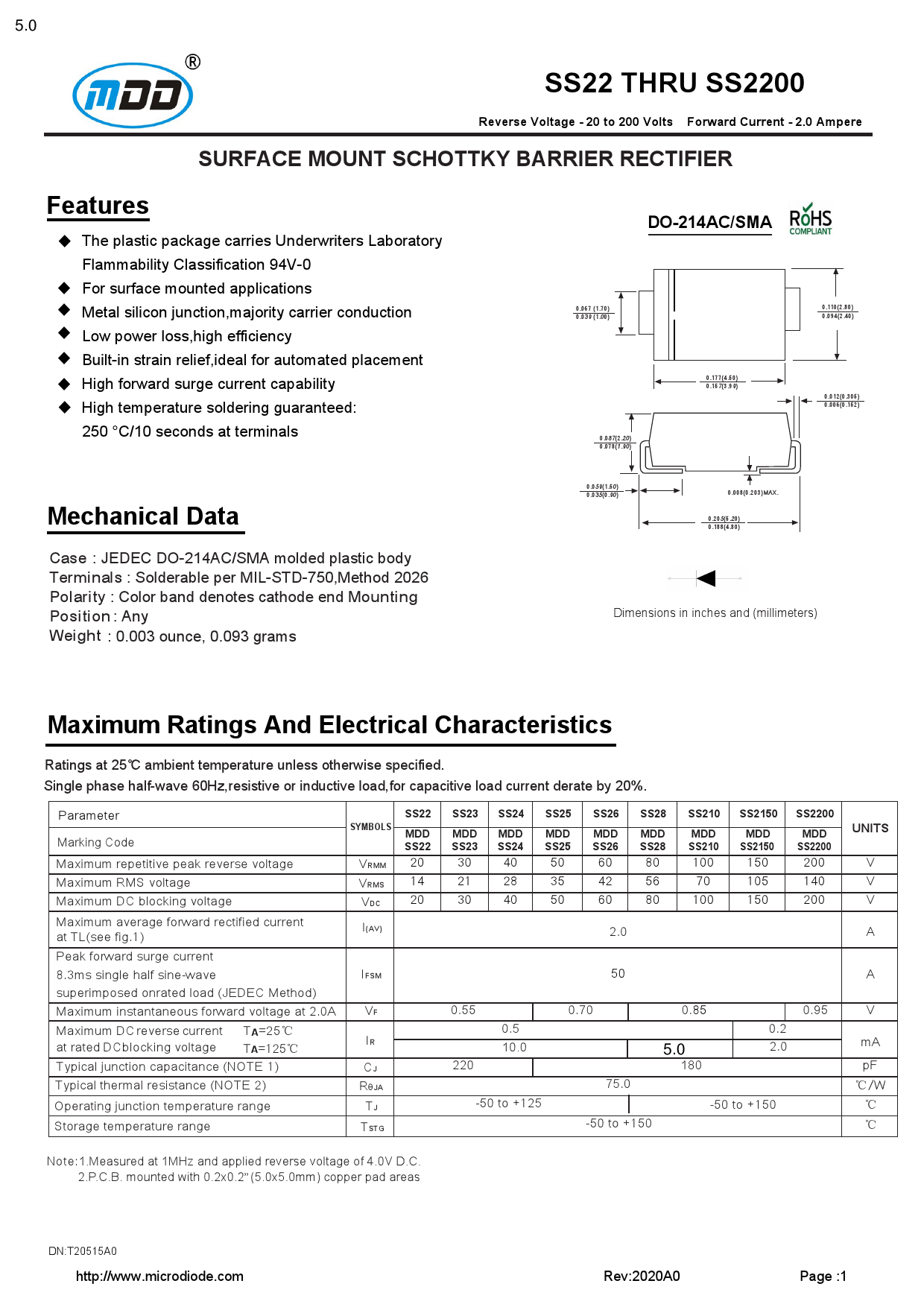 SS26_（MDD）SS26中文资料_价格_PDF手册-立创电子商城