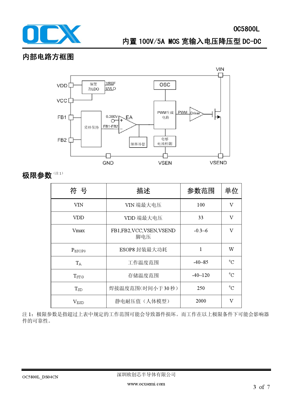 OC5800L_（OCX(欧创芯)）OC5800L中文资料_价格_PDF手册-立创电子商城
