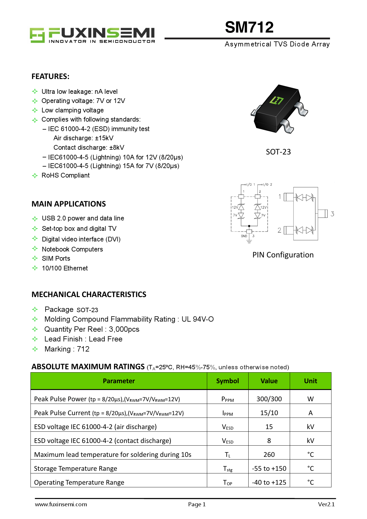 SM712_（FUXINSEMI(富芯森美)）SM712中文资料_价格_PDF手册-立创电子商城