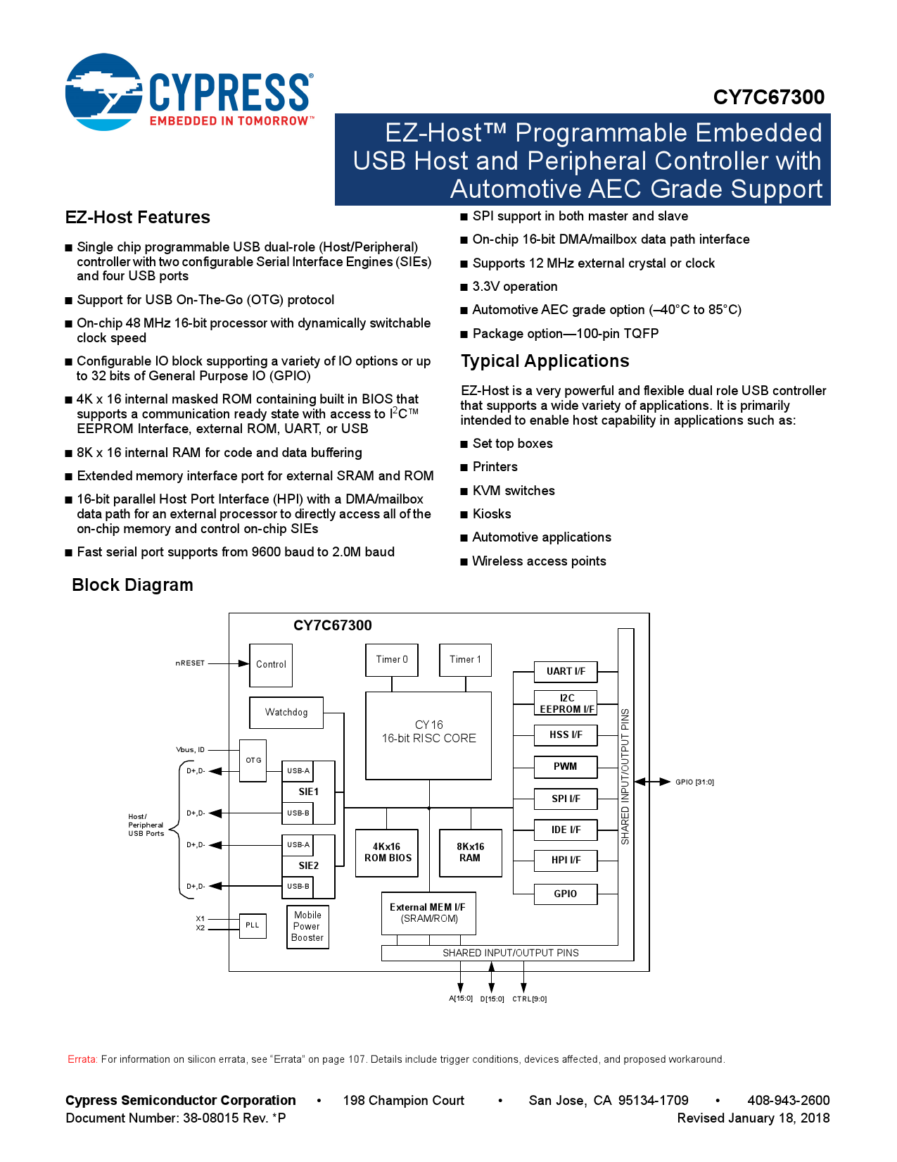 CY7C67300-100AXI_（CYPRESS(赛普拉斯)）CY7C67300-100AXI中文资料_价格_PDF手册-立创电子商城