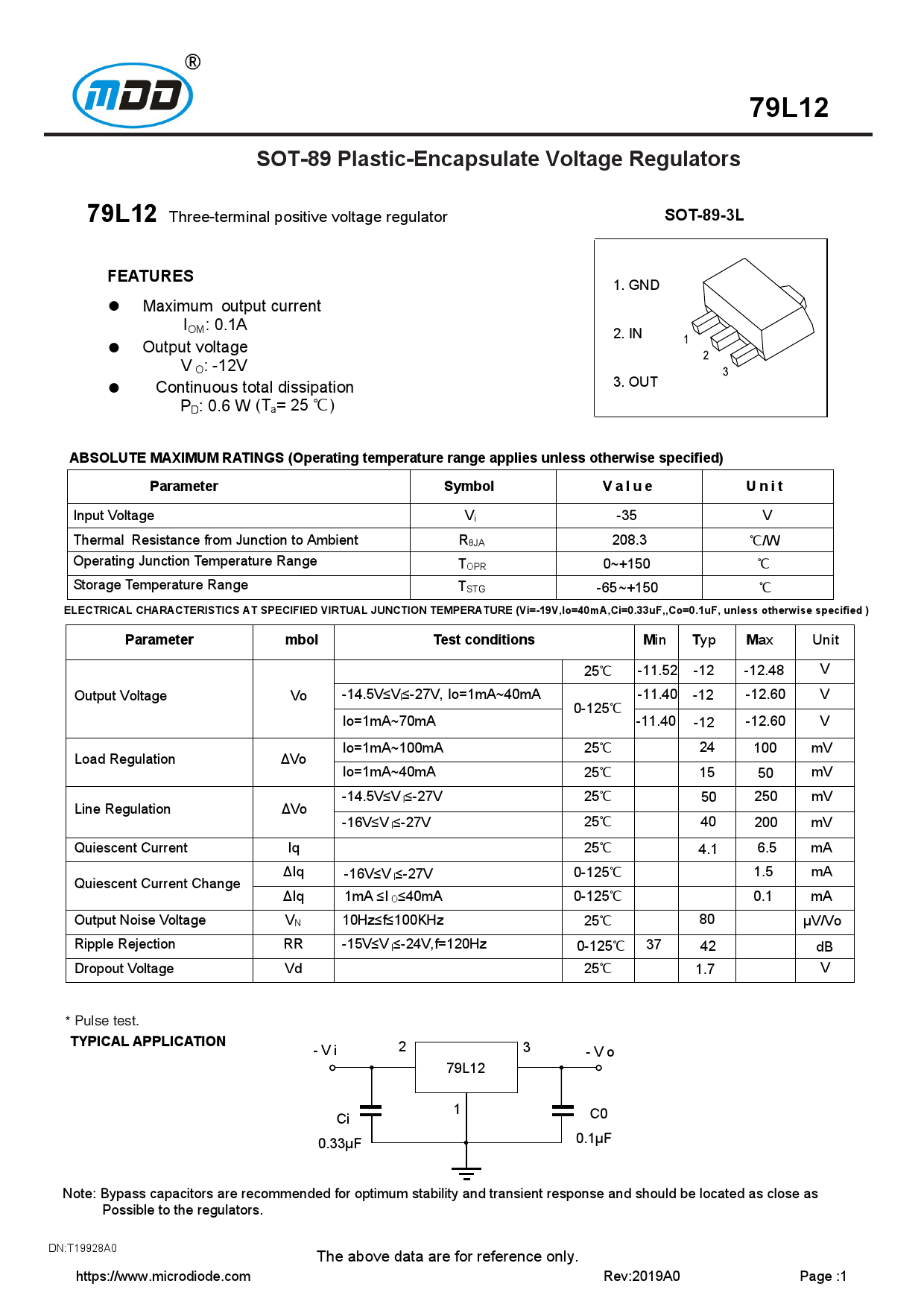 79L12_（MDD）79L12中文资料_价格_PDF手册-立创电子商城