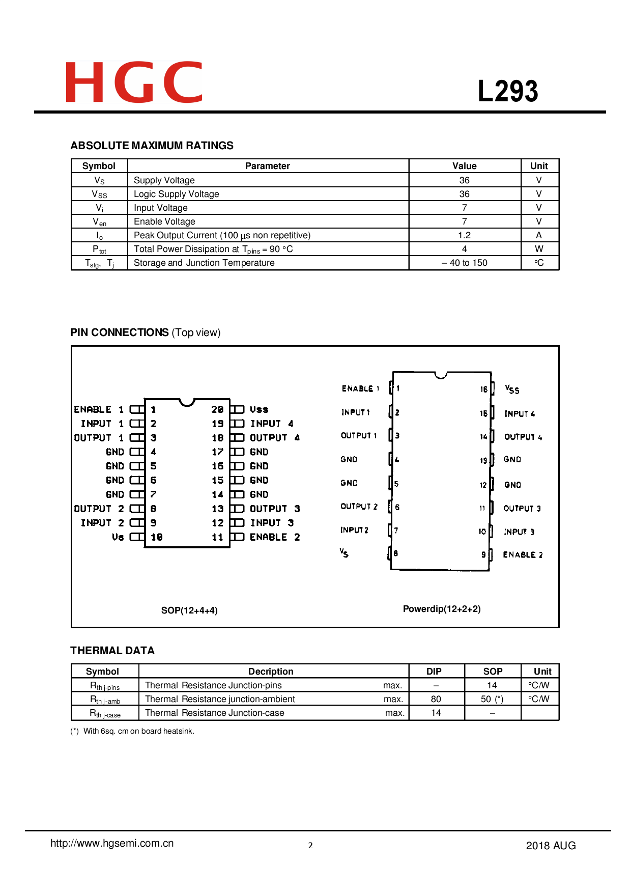 L293N_（HGC(华冠)）L293N中文资料_价格_PDF手册-立创电子商城