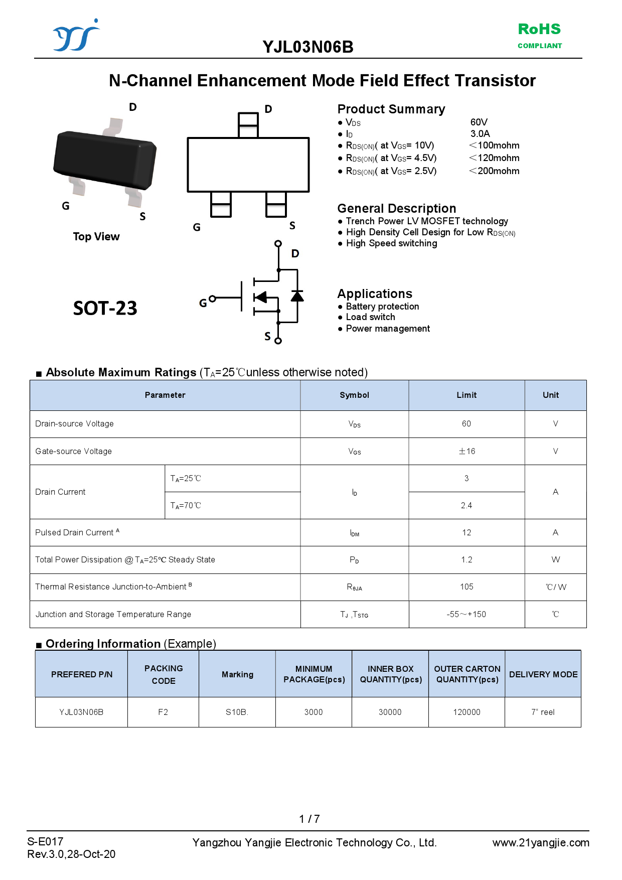 YJL03N06B-F2-0000HF_（YANGJIE(扬杰)）YJL03N06B-F2-0000HF中文资料_价格_PDF手册-立创电子商城