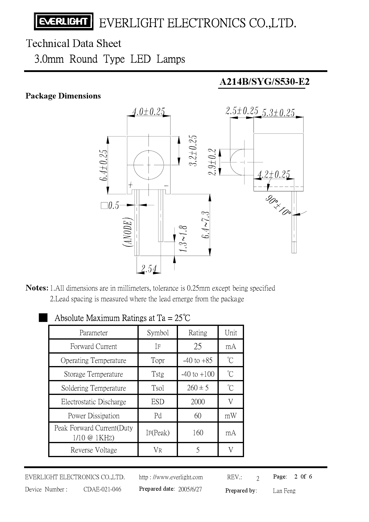A214B/SYG/S530-E2_（EVERLIGHT(亿光)）A214B/SYG/S530-E2中文资料_价格_PDF手册-立创电子商城