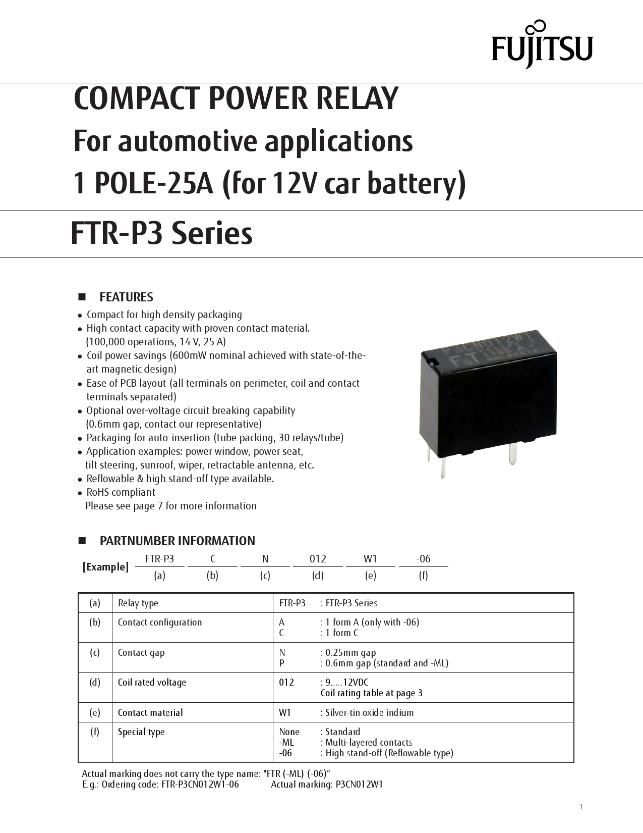 FTR-P3CN012W1-06_（FUJITSU(富士通)）FTR-P3CN012W1-06中文资料_价格_PDF手册-立创电子商城
