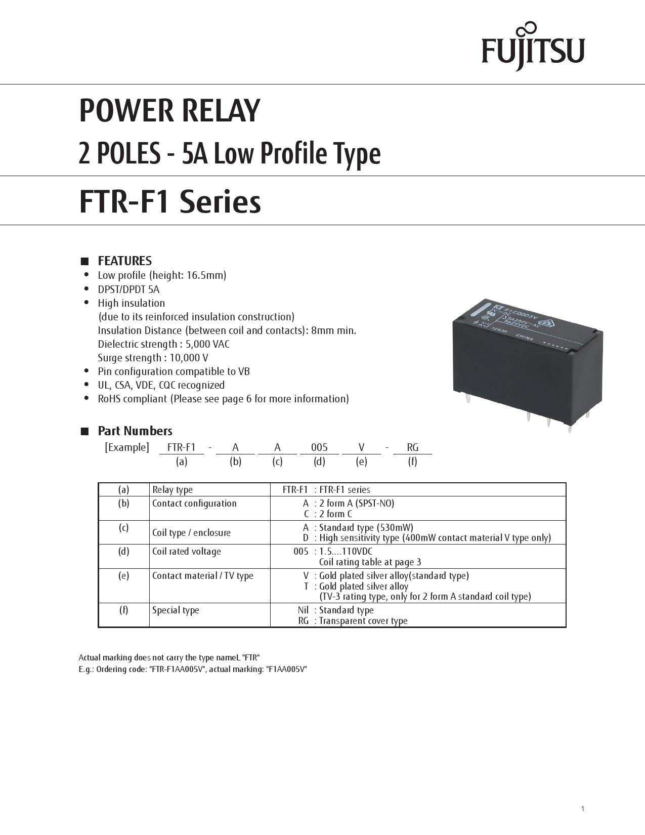FTR-F1CA012V_（FUJITSU(富士通)）FTR-F1CA012V中文资料_价格_PDF手册-立创电子商城