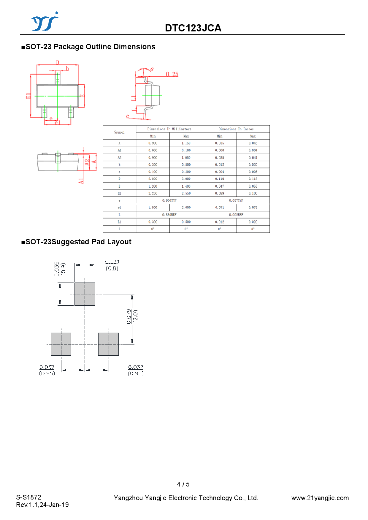 DTC123JCA_（YANGJIE(扬杰)）DTC123JCA中文资料_价格_PDF手册-立创电子商城
