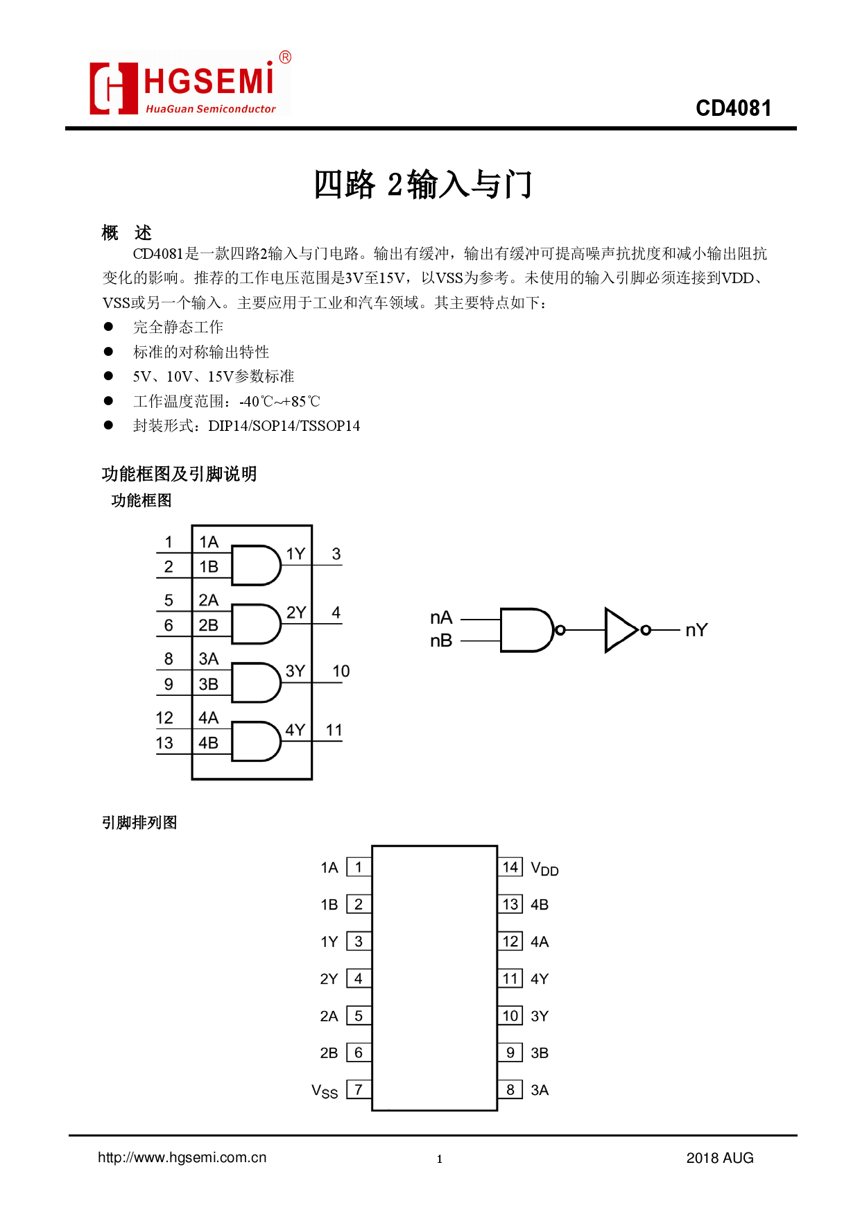 CD4081BM/TR_（HGSEMI(华冠)）CD4081BM/TR中文资料_价格_PDF手册-立创电子商城