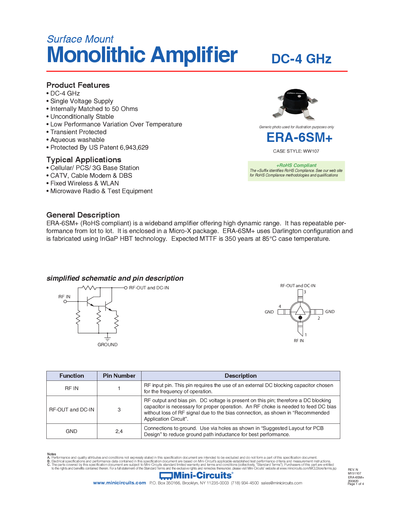 ERA-6SM+_（Mini-Circuits）ERA-6SM+中文资料_价格_PDF手册-立创电子商城