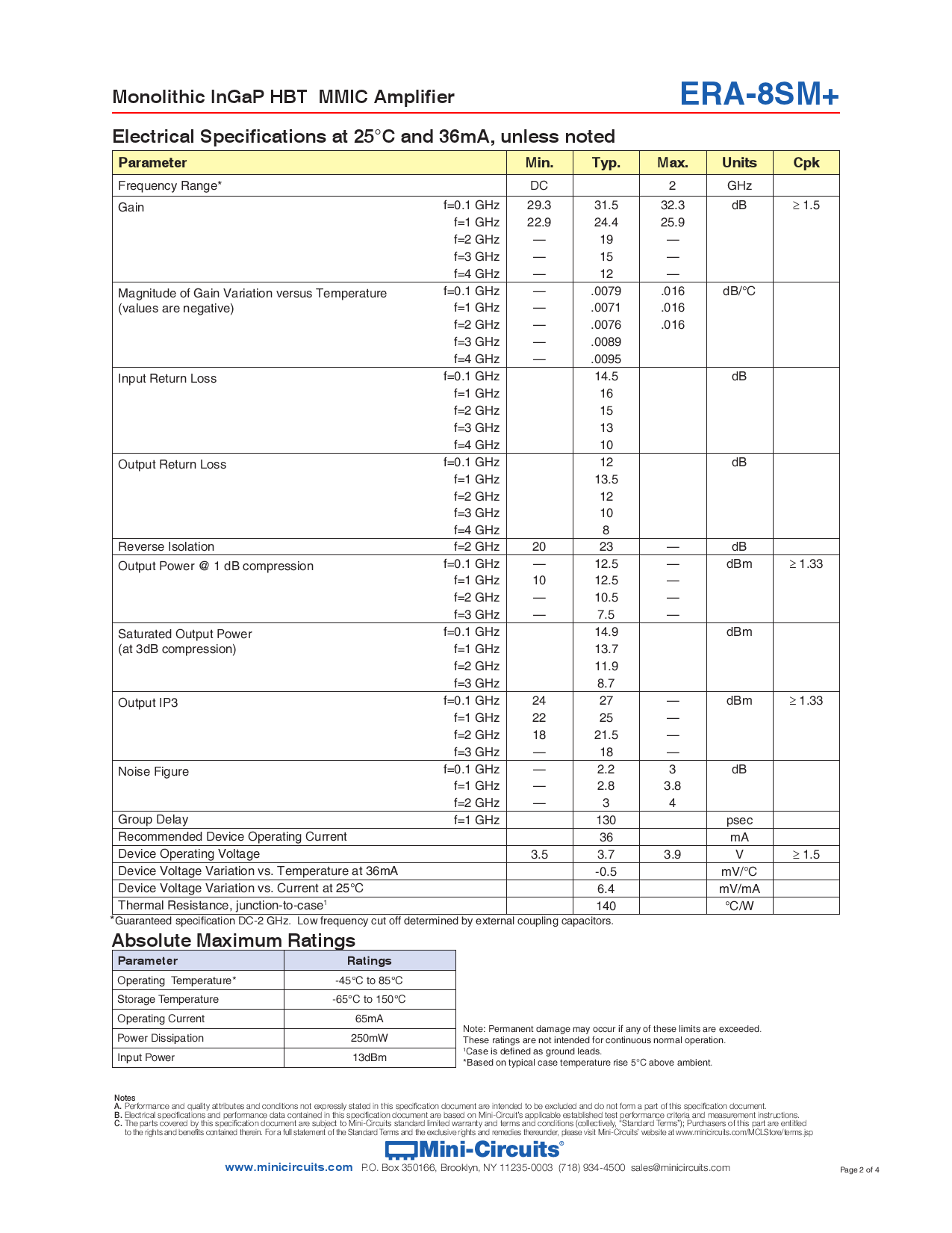 ERA-8SM+_（Mini-Circuits）ERA-8SM+中文资料_价格_PDF手册-立创电子商城