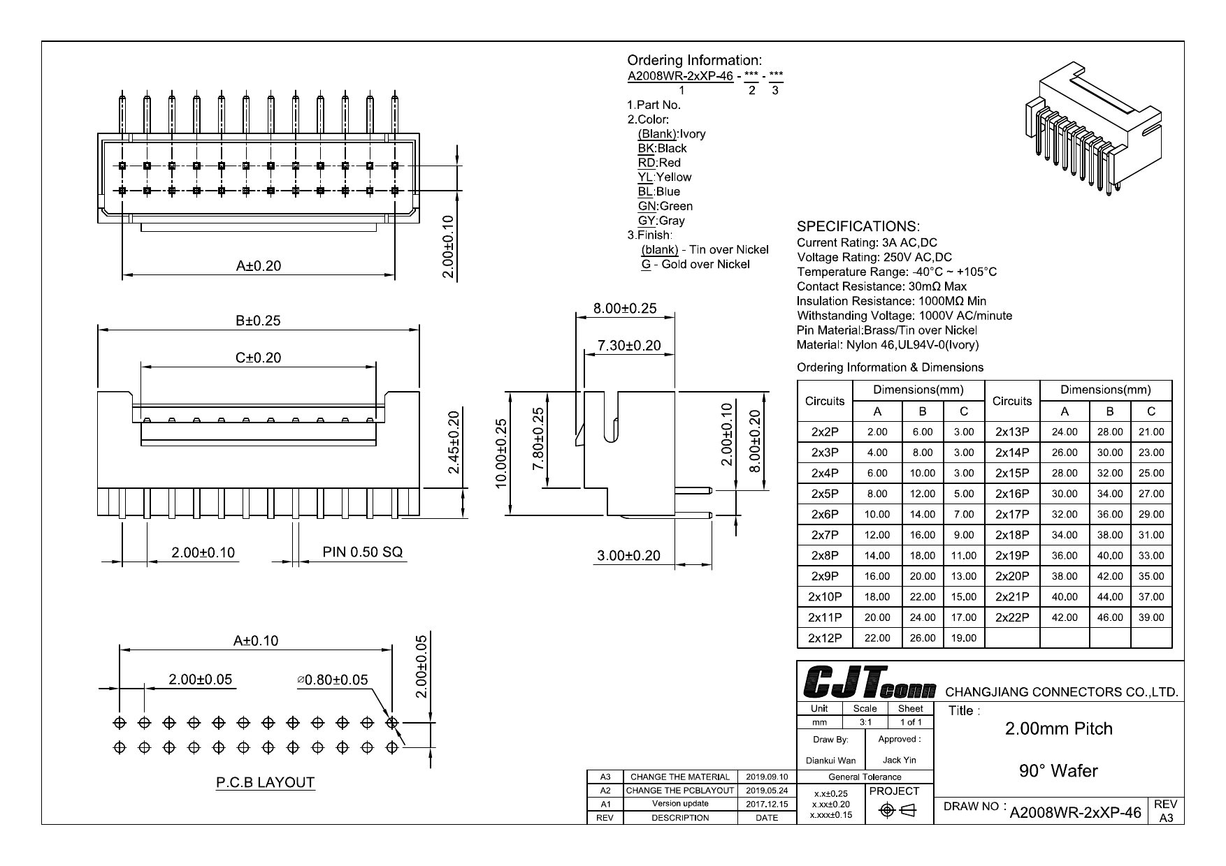 A2008WR-2X4P_（CJT(长江连接器)）A2008WR-2X4P中文资料_价格_PDF手册-立创电子商城