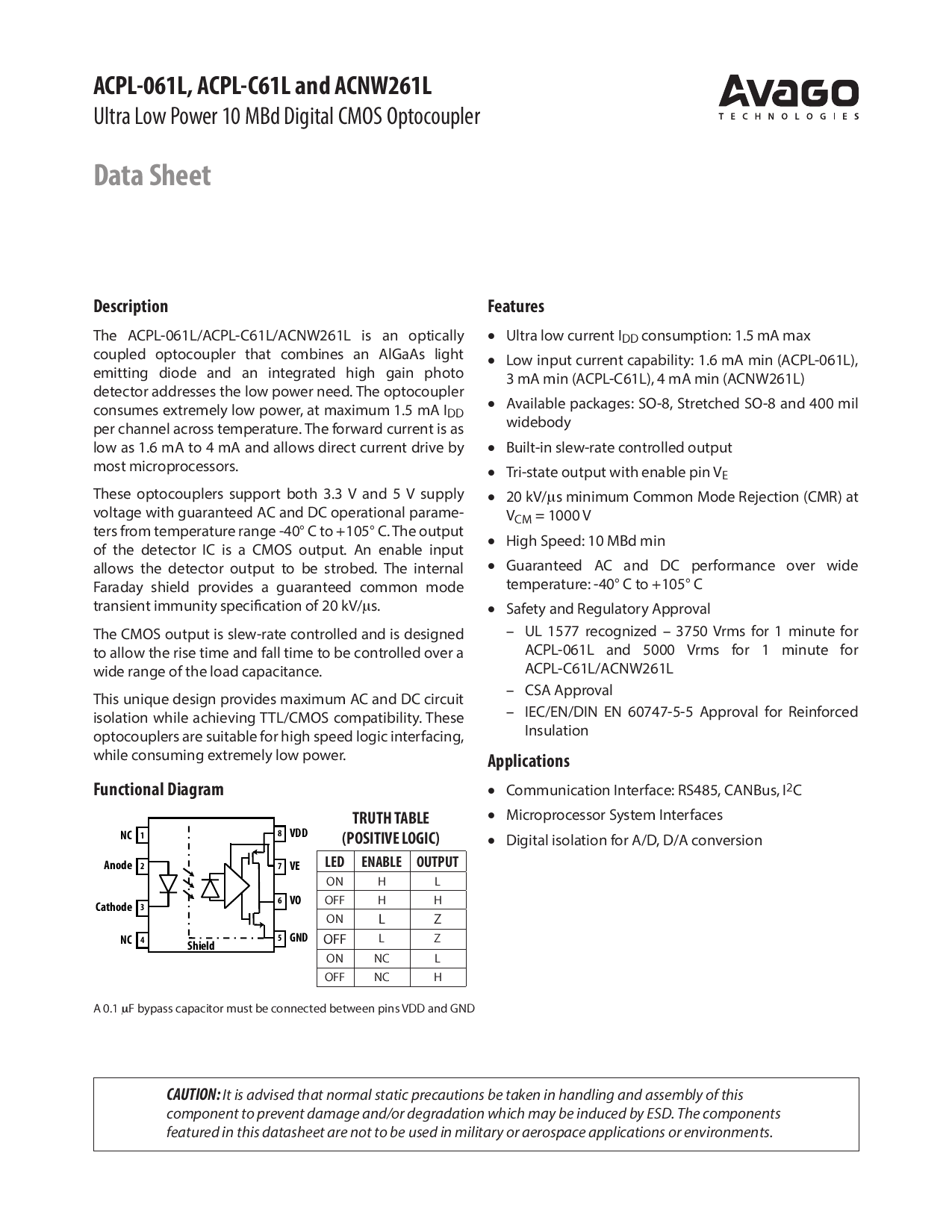 ACPL-061L-000E_（AVAGO(安华高)）ACPL-061L-000E中文资料_价格_PDF手册-立创电子商城