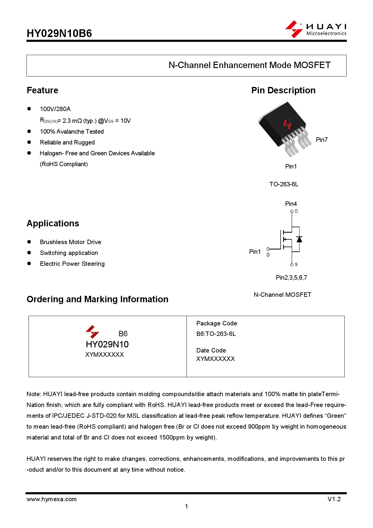 HY029N10B6_（HUAYI(华羿微)）HY029N10B6中文资料_价格_PDF手册-立创电子商城