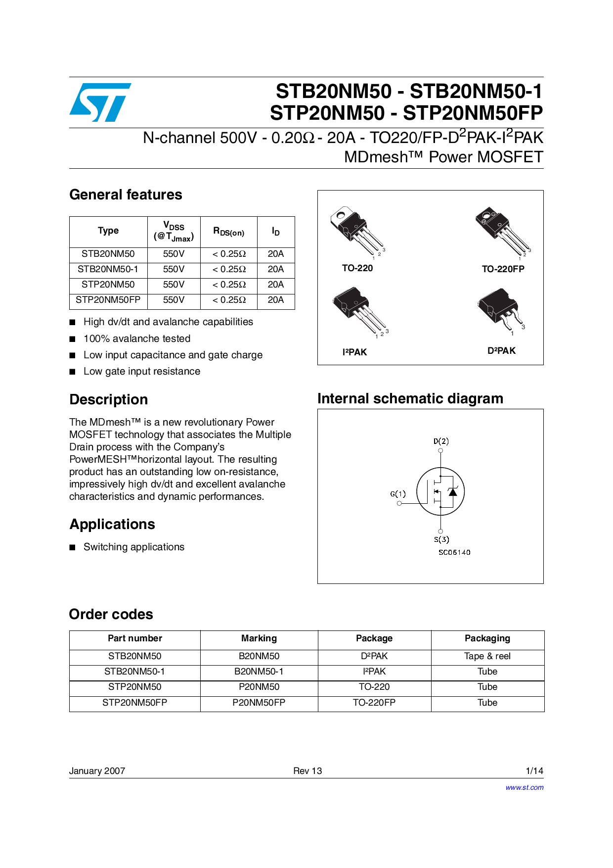 STP20NM50_（ST(意法半导体)）STP20NM50中文资料_价格_PDF手册-立创电子商城