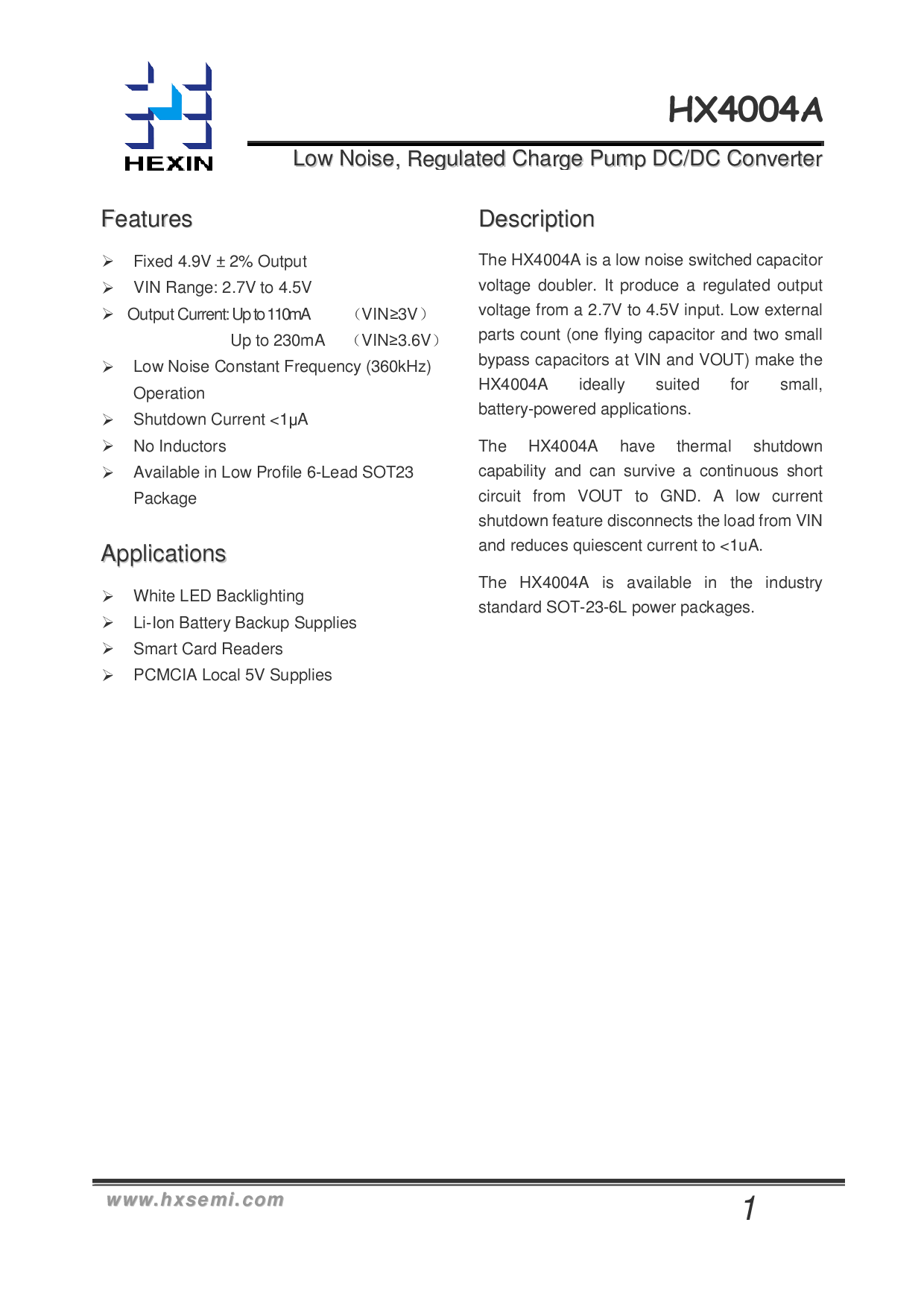 HX4004A-MFC_（HEXIN(禾芯微)）HX4004A-MFC中文资料_价格_PDF手册-立创电子商城