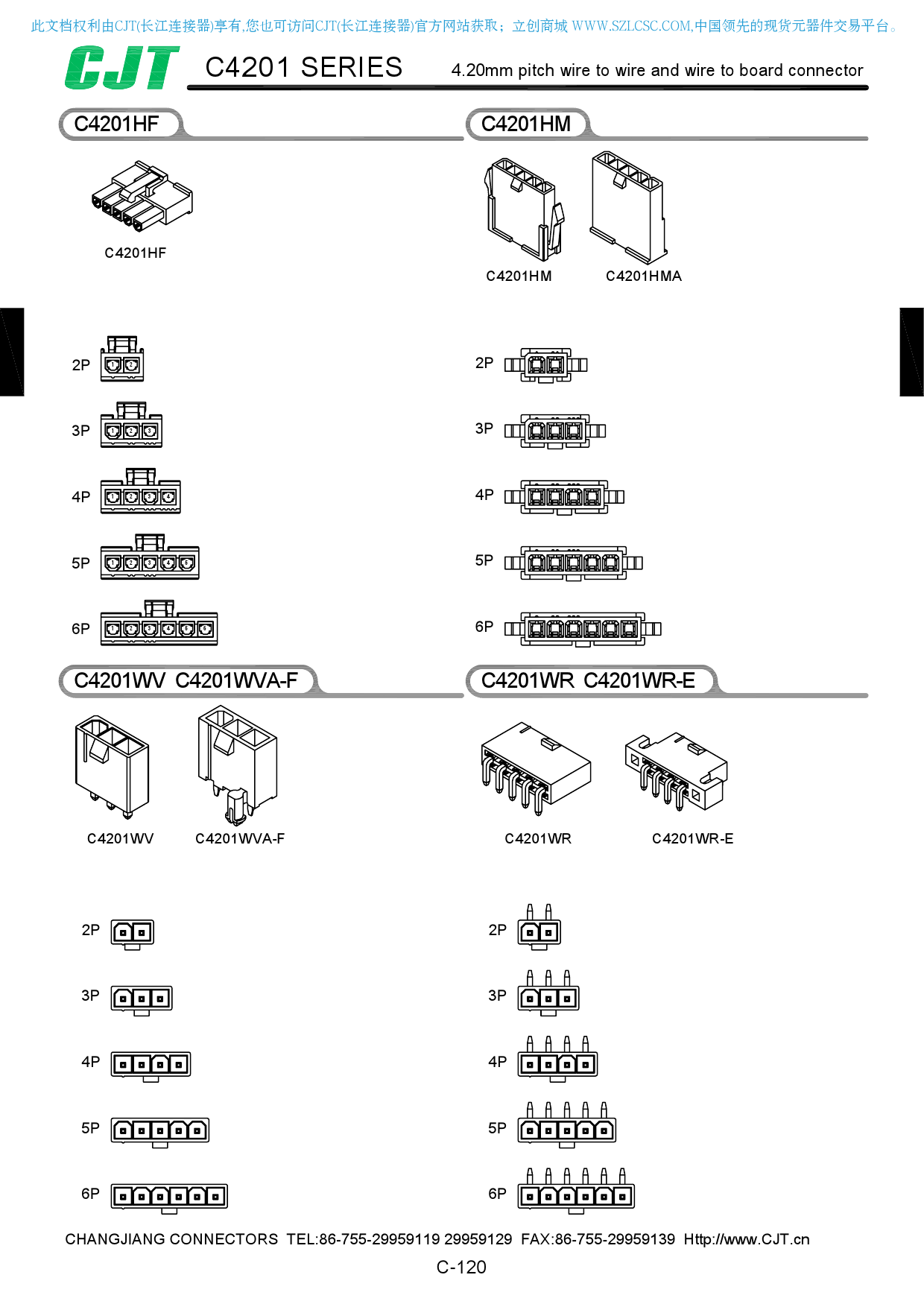 C4201WR-F-2x3P_（CJT(长江连接器)）C4201WR-F-2x3P中文资料_价格_PDF手册-立创电子商城