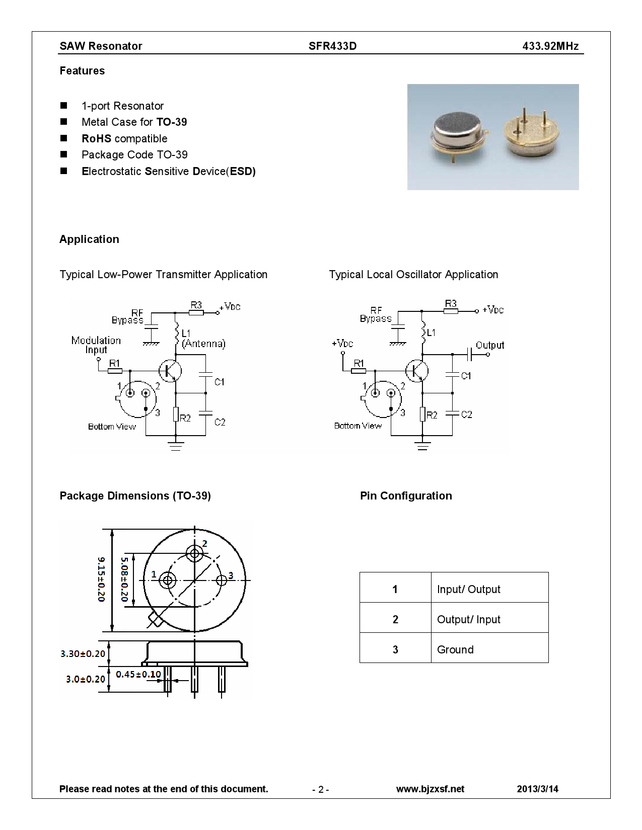 SFR433D_（Sf(华远微电)）SFR433D中文资料_价格_PDF手册-立创电子商城