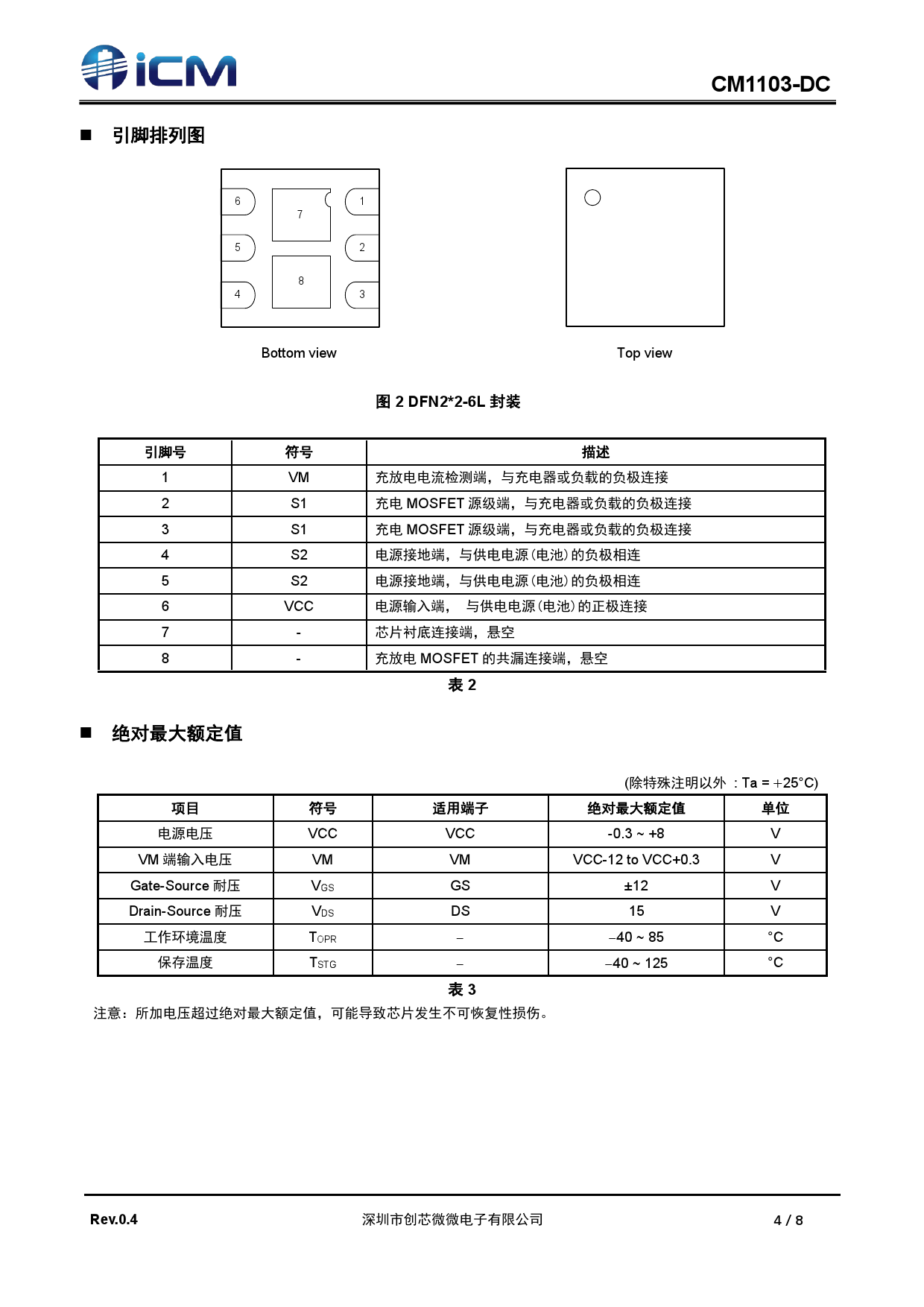 CM1103-DC_（iCM(创芯微)）CM1103-DC中文资料_价格_PDF手册-立创电子商城