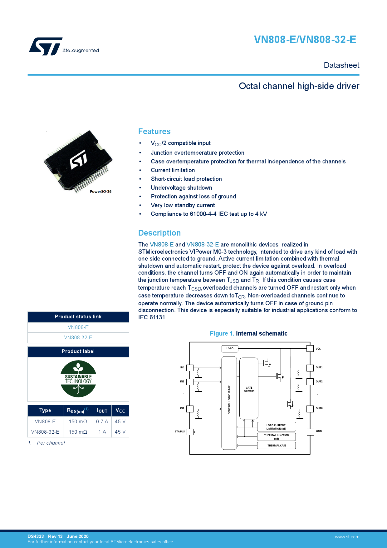 VN808-E_（ST(意法半导体)）VN808-E中文资料_价格_PDF手册-立创电子商城