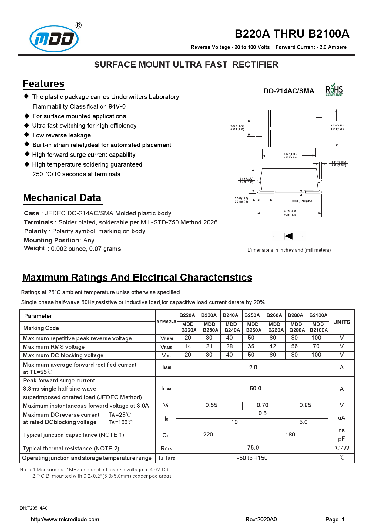 B240A_（MDD）B240A中文资料_价格_PDF手册-立创电子商城